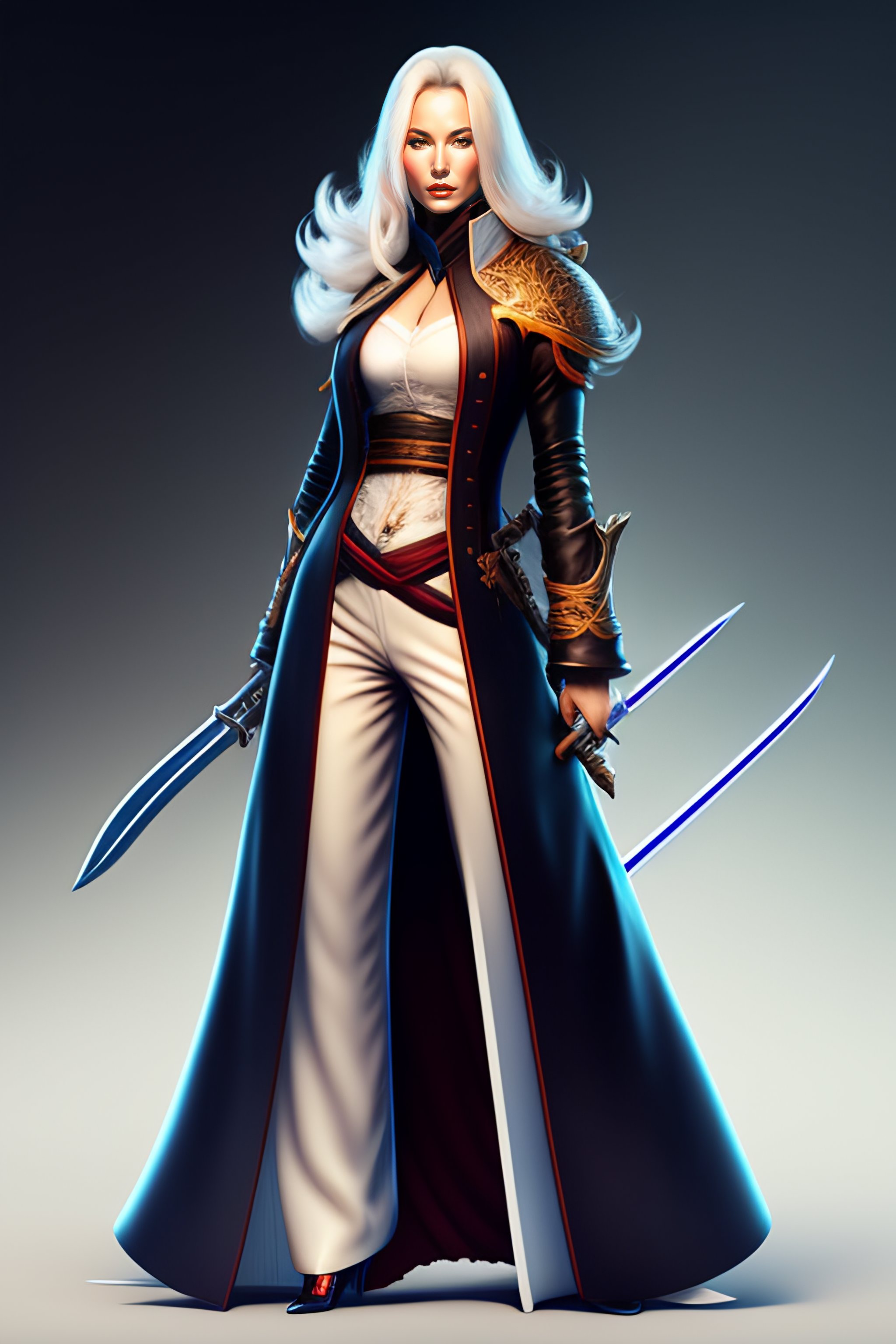 Lexica - Full body portrait of aristocratic female swordsman, long ...