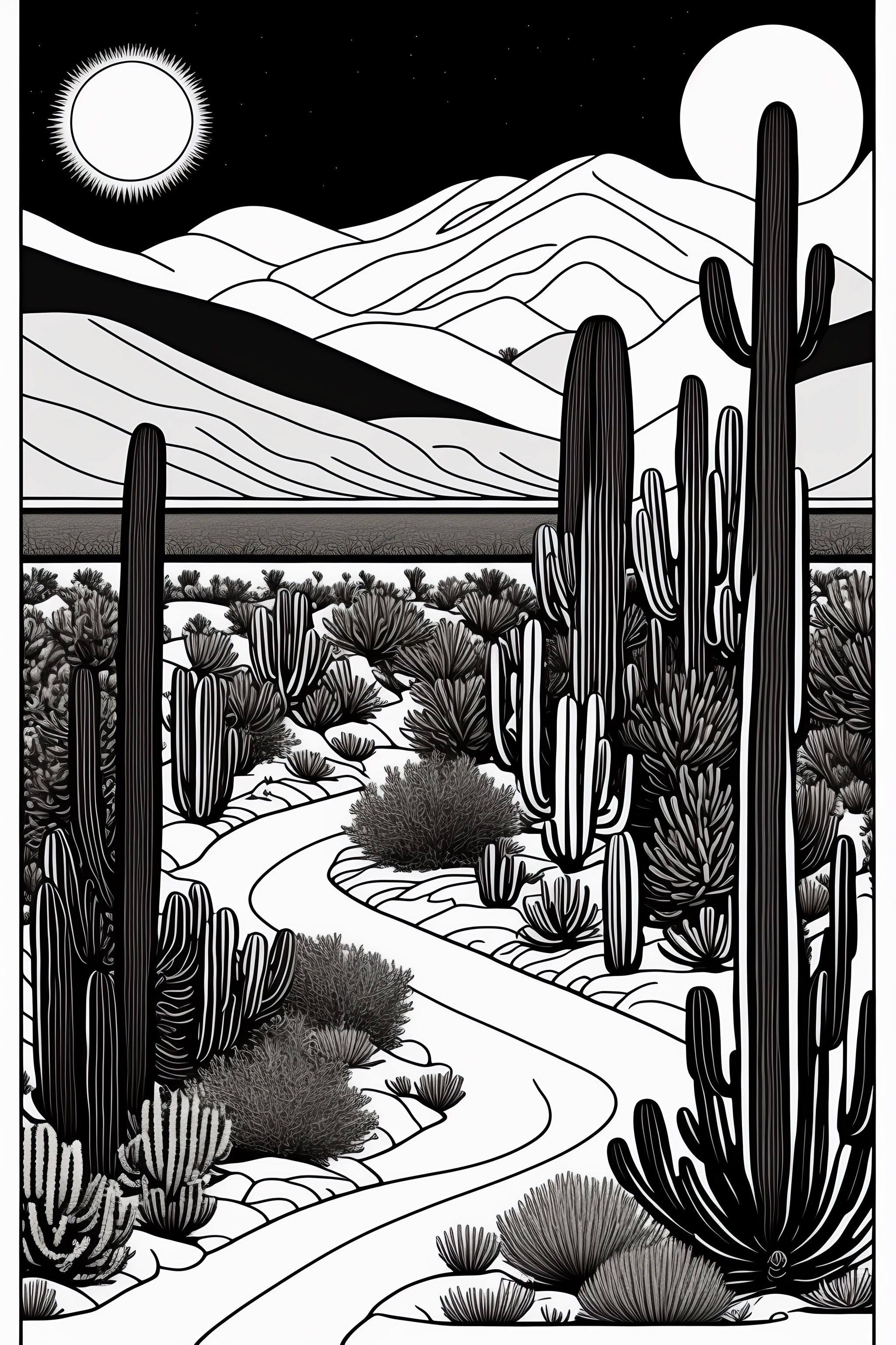 Desert Black And White Clipart