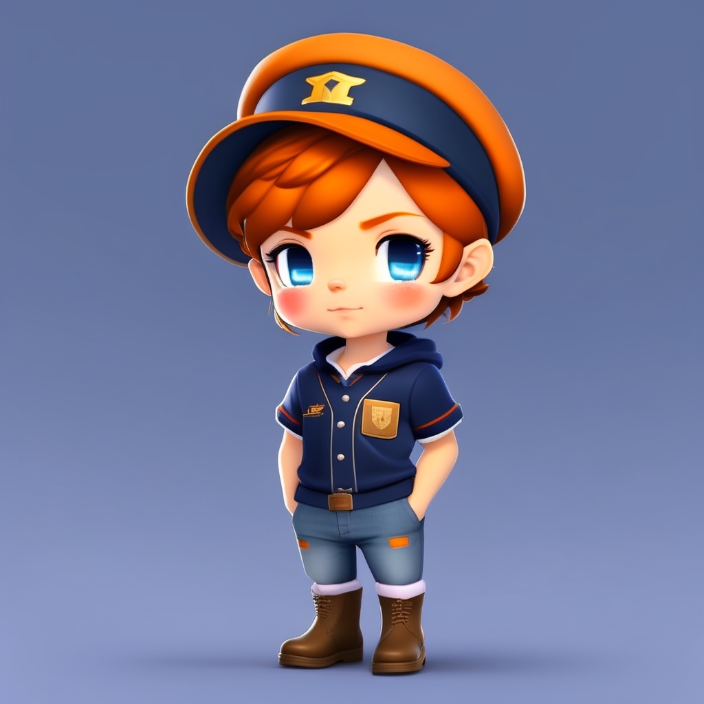 Lexica - A chibi man, cute, wearing a navy blue shirt, pumpkin hat ...
