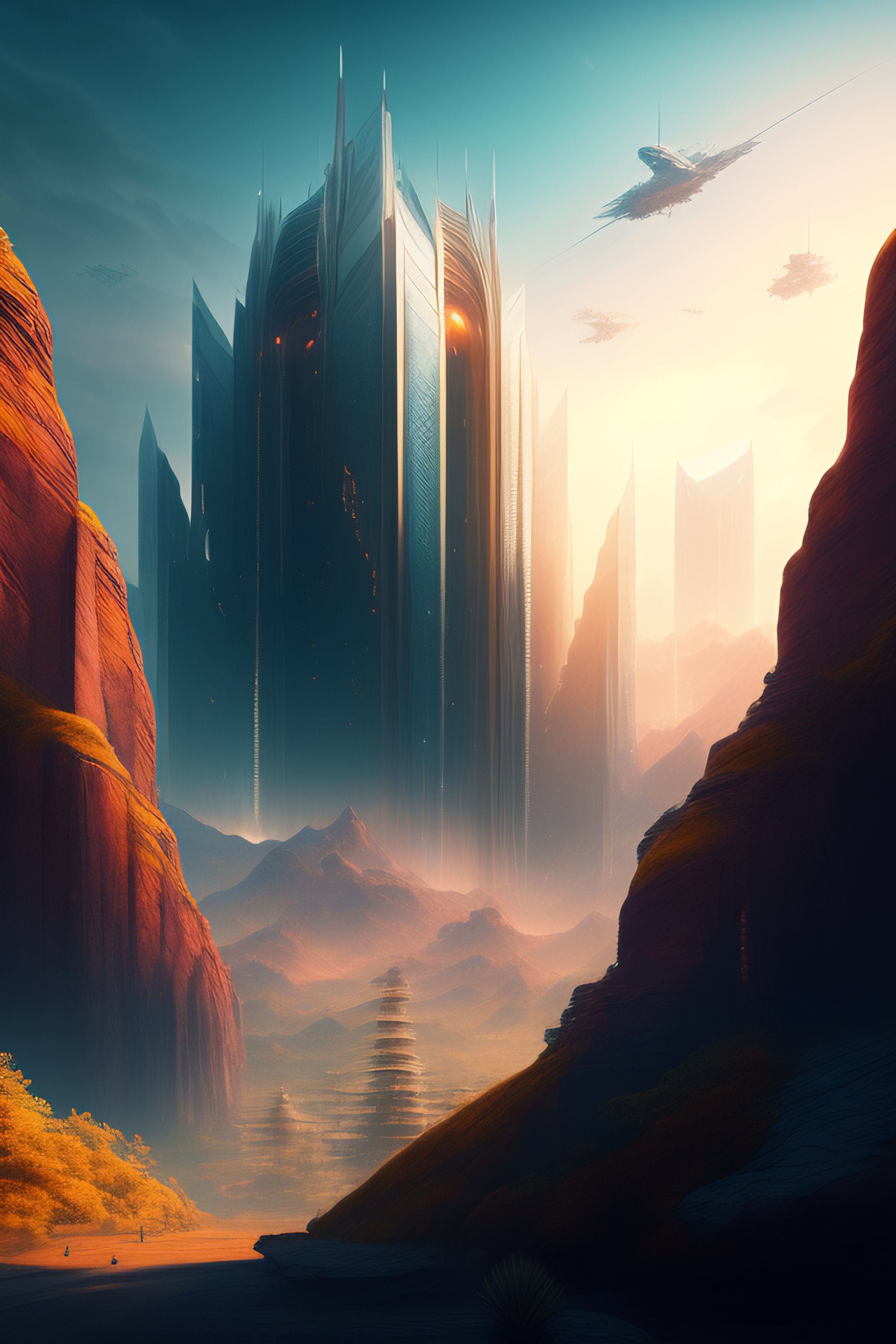 Lexica - Landscape, fantastic, cinematic, cyber, meny building, utopia ...