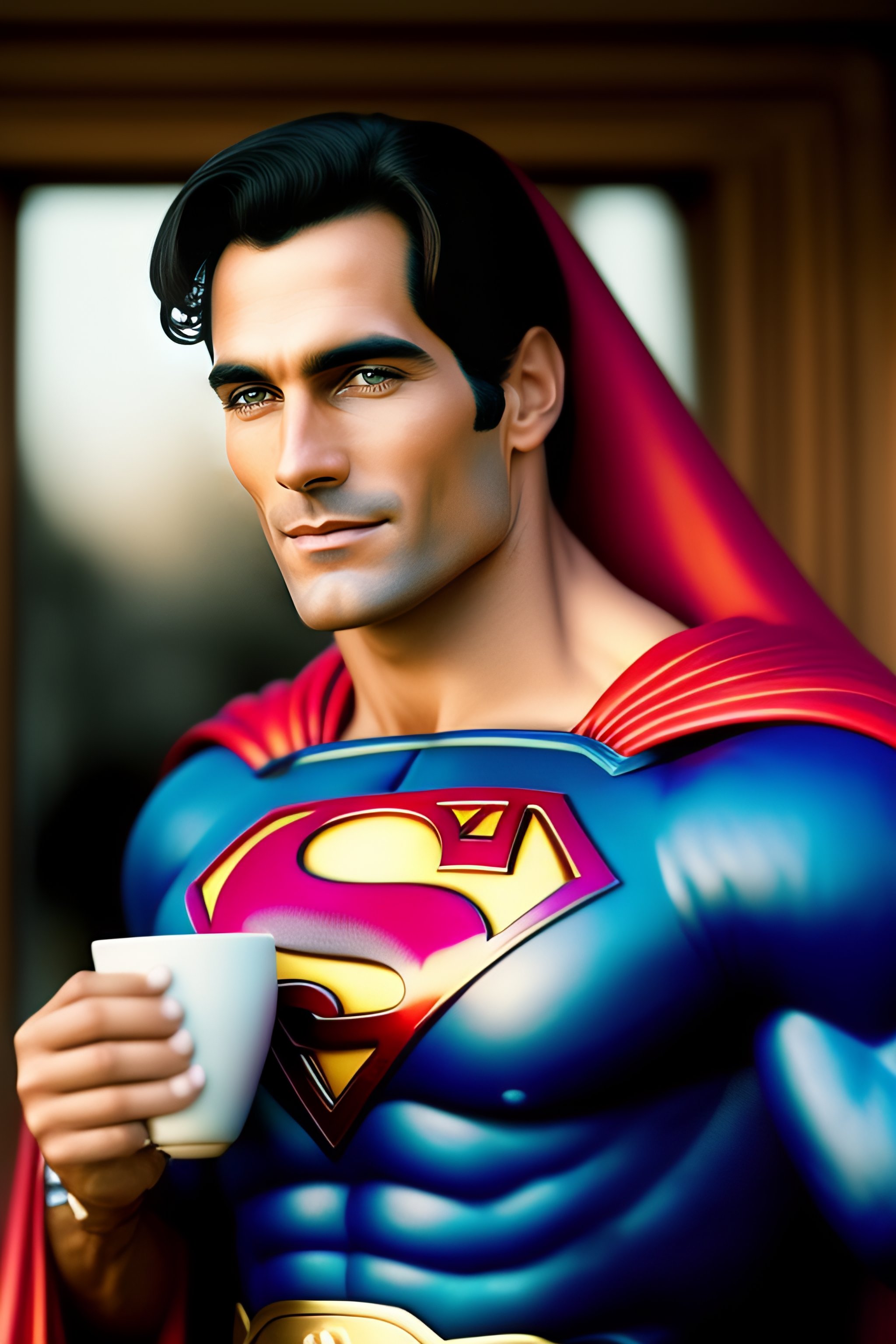 Lexica - Portrait of a superman drinking tea in Indian village