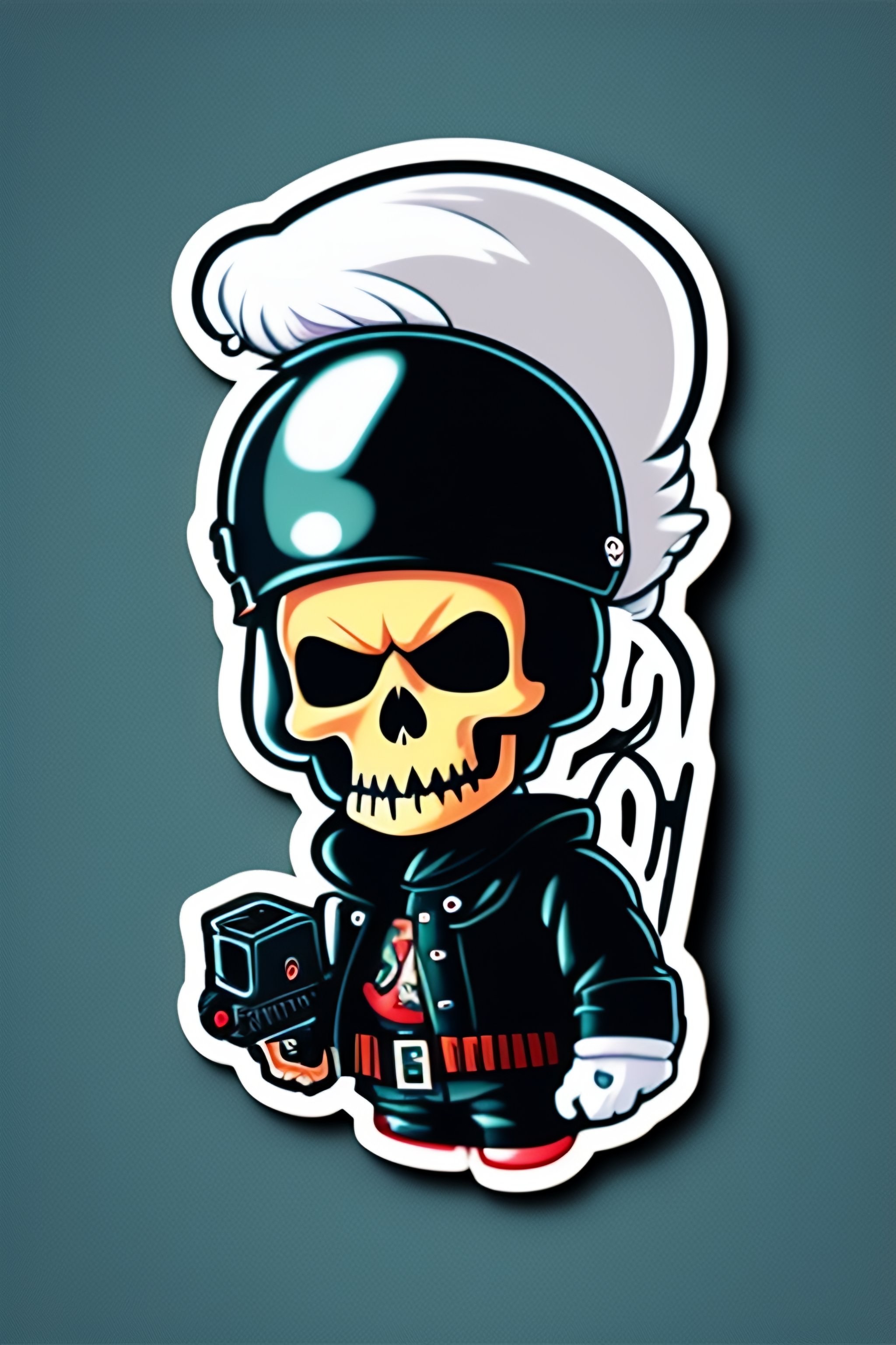 Lexica - Cute cartoon skully and mulder sticker, anime style, solid ...
