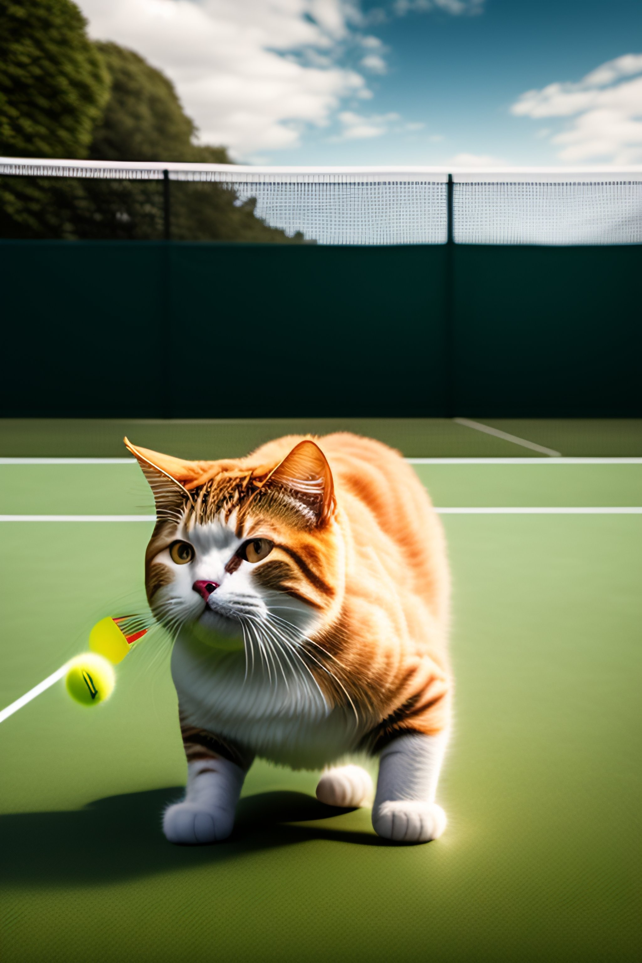 Lexica - Garfield cat playing tennis at wimbeldon central court dressed ...