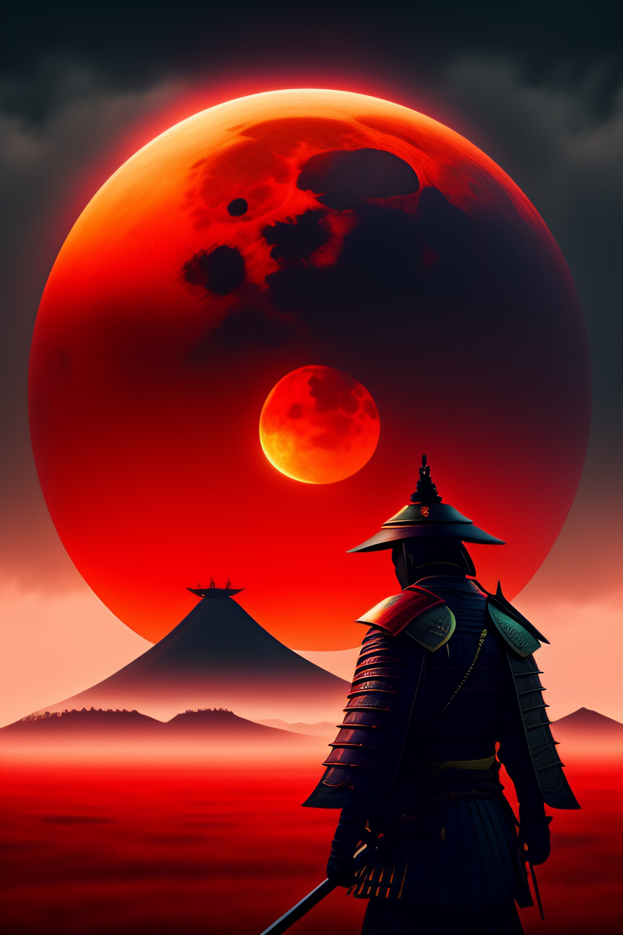 Lexica - Samurai battlefield red moon