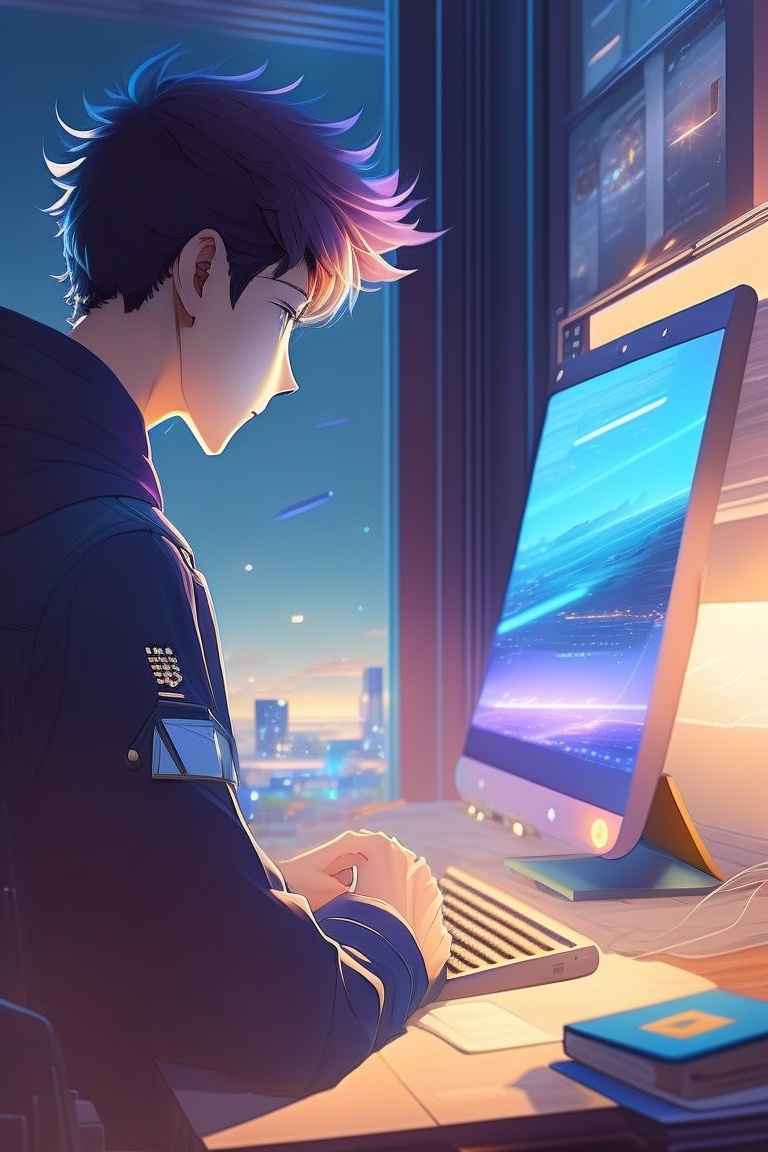 Lexica - Create a high resolution artwork of lofi ,Anime boy is graphic ...