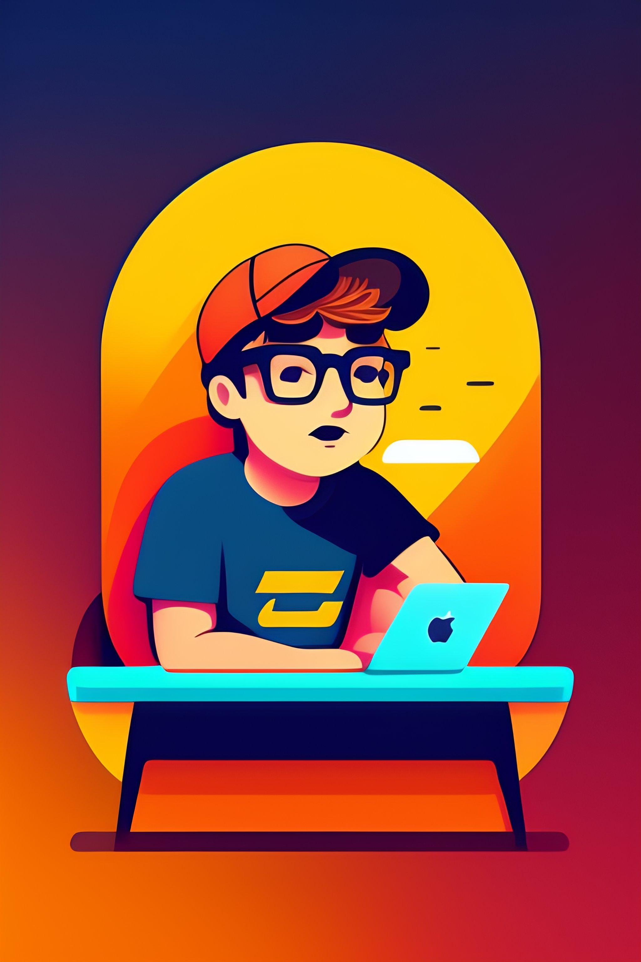 Lexica - A cute nerd sleeping at a computer desk, digital art, icon, 2 ...