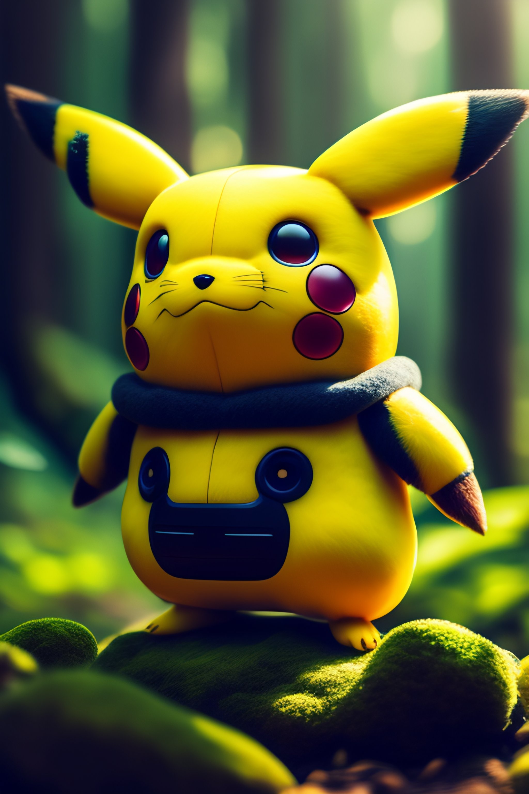 Lexica - Robot pikachu in a forest