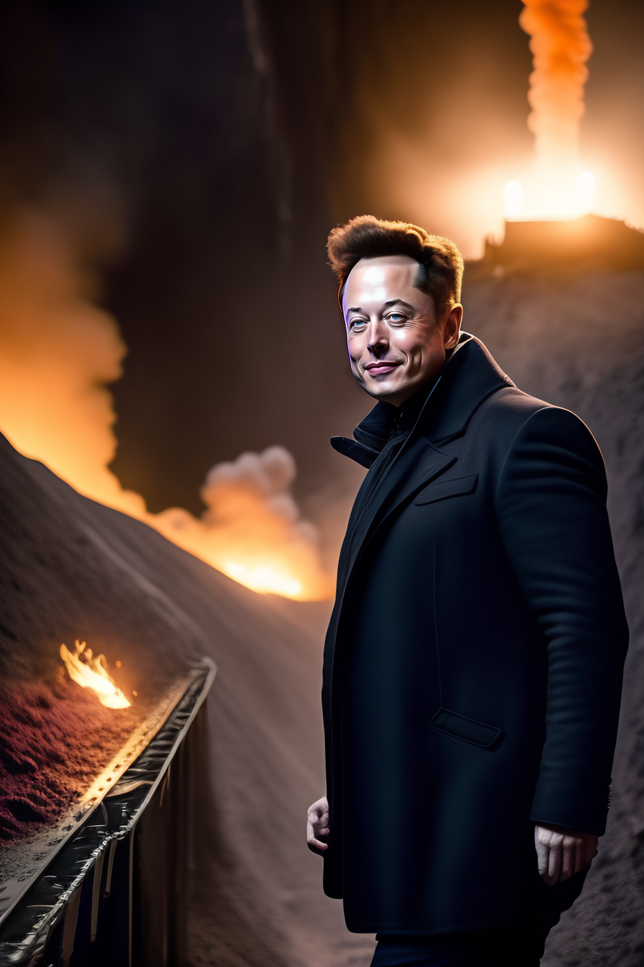 Lexica - Elon musk in a coal mine 1890