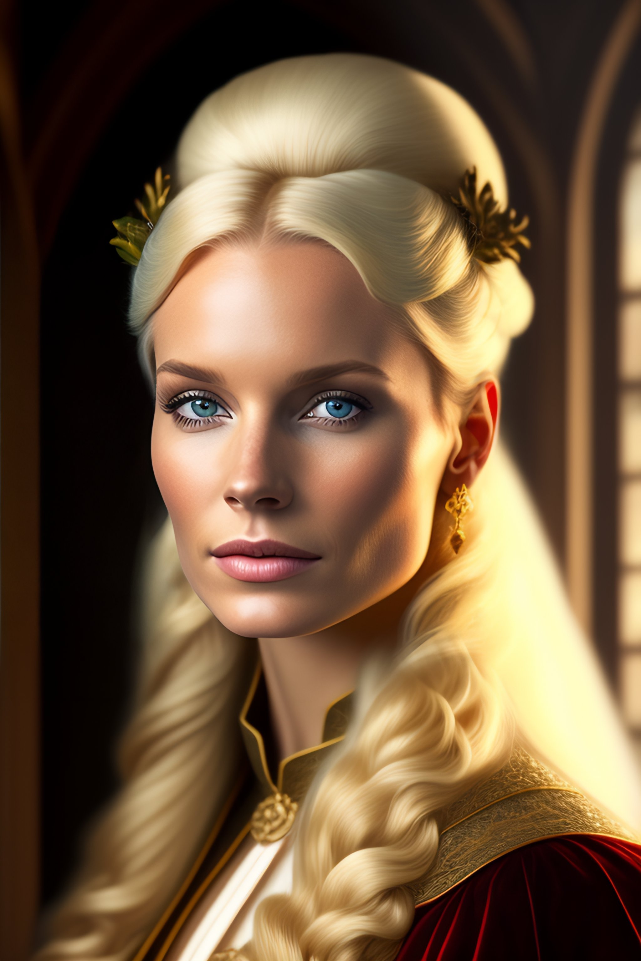 Lexica - Rebecca Louisa Ferguson Sundström with blond hair, medieval style