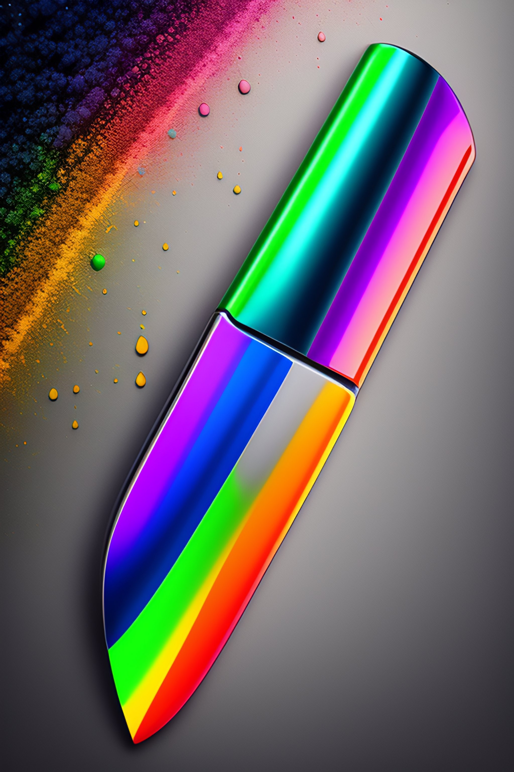 Lexica - Rainbow knife in gray bacground