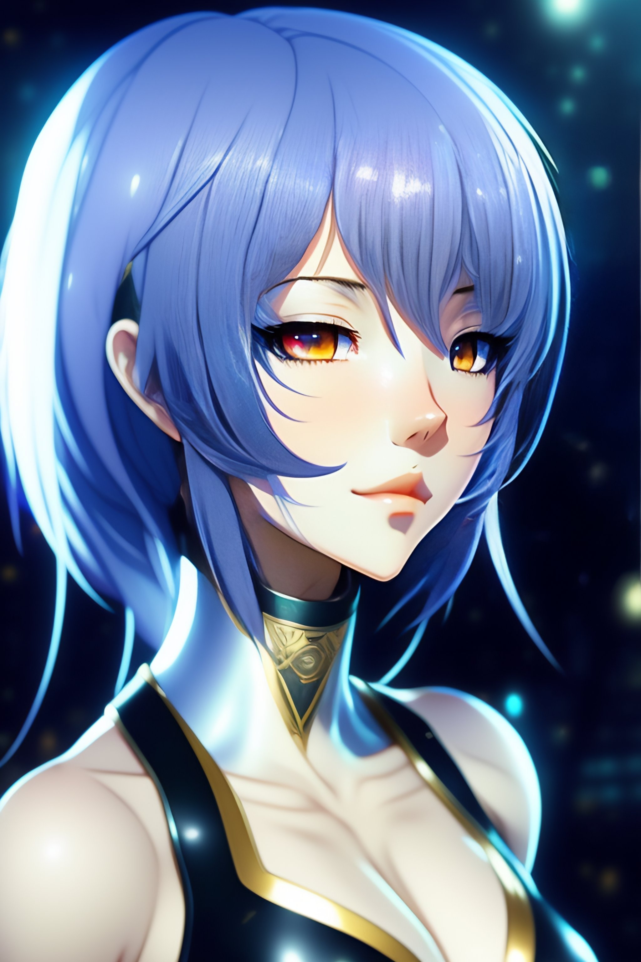 Lexica Young Adult Anime Android Girl With Silver Hair Blue Eyes And Seam Lines Mamoru Oshii