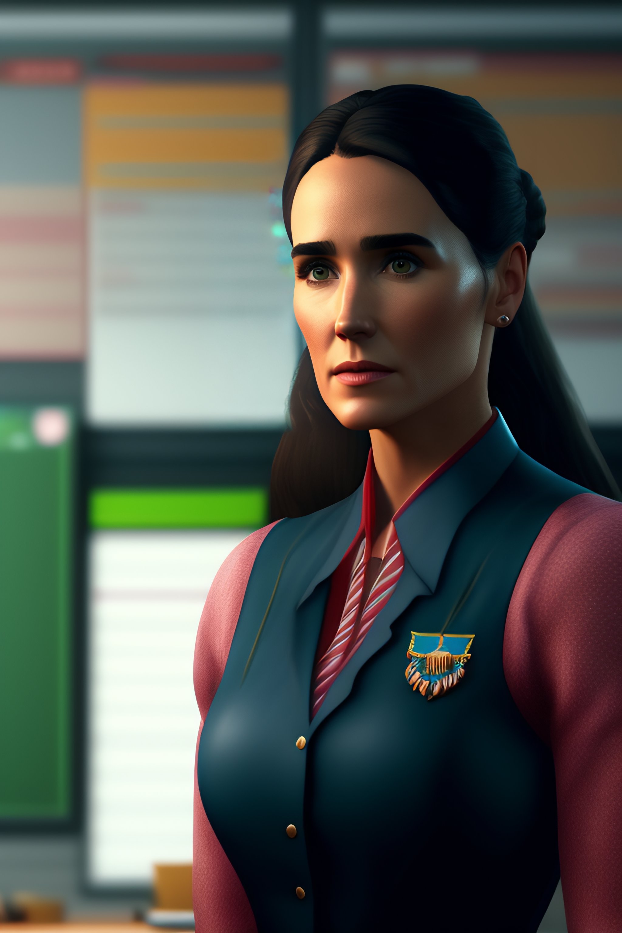 Lexica - Jennifer Connelly as a beautiful school teacher, wearing tight ...