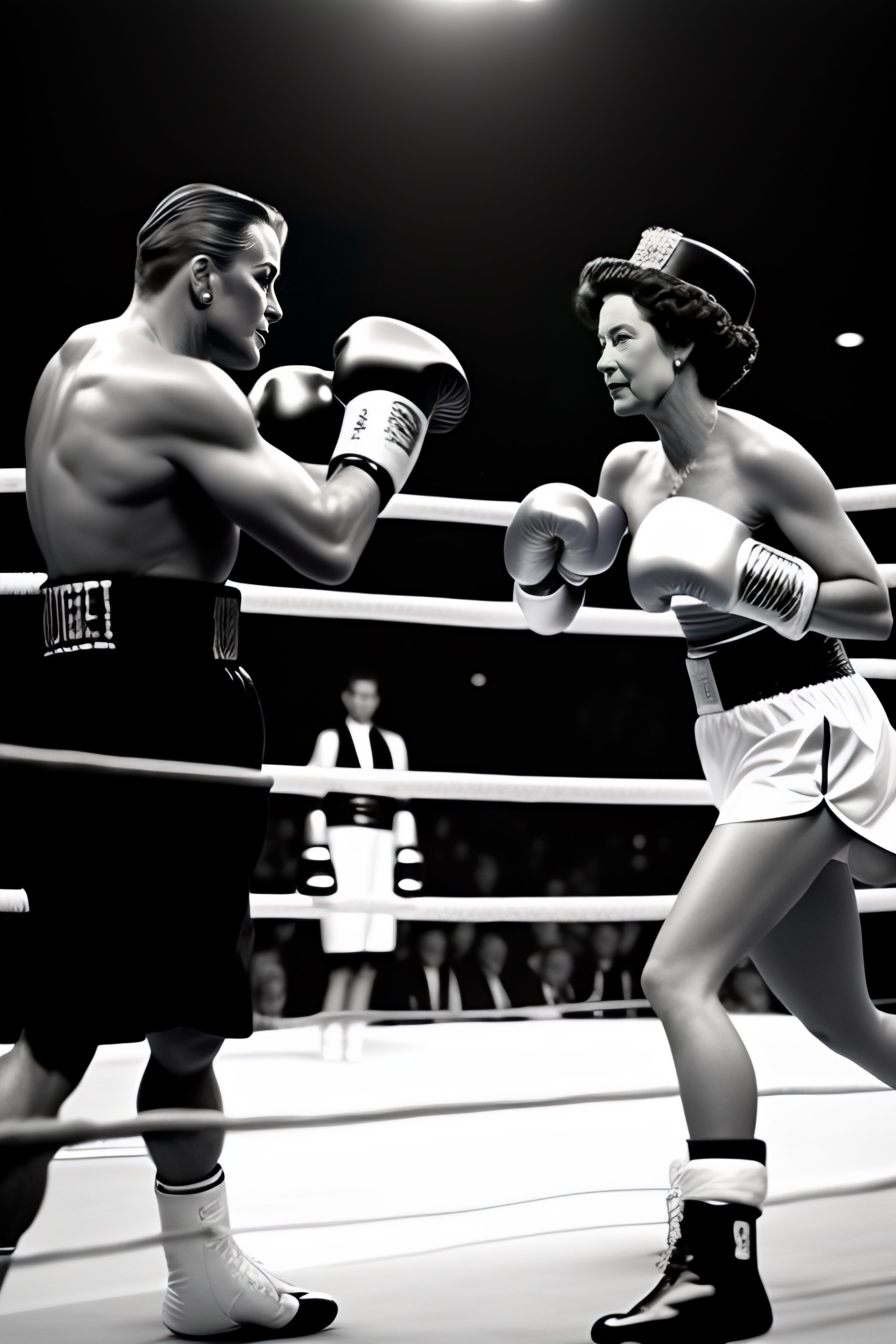 Lexica - Queen elizabeth in a boxing ring