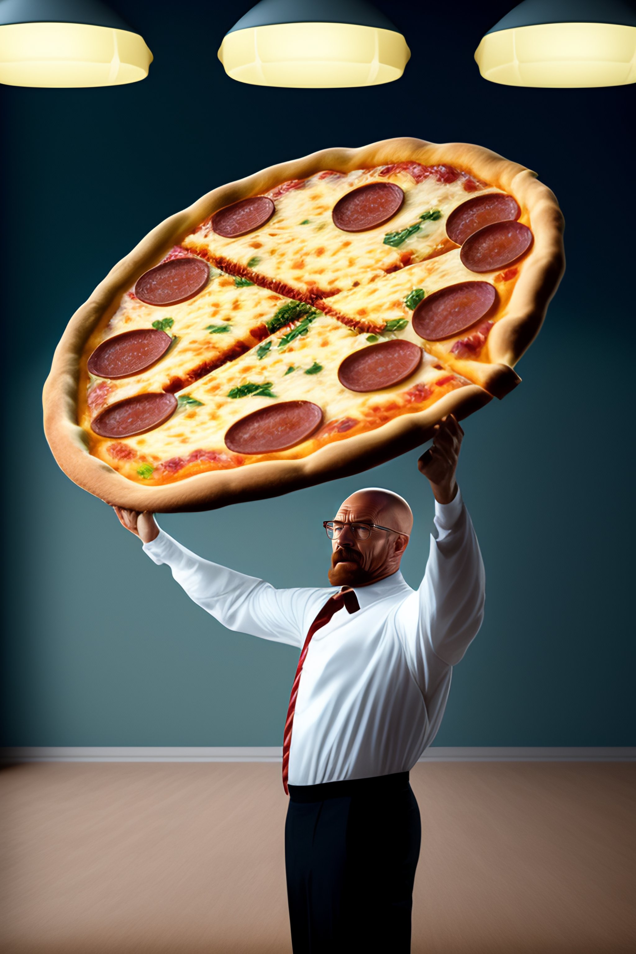 Lexica - Walter White throwing a pizza like a frisbee