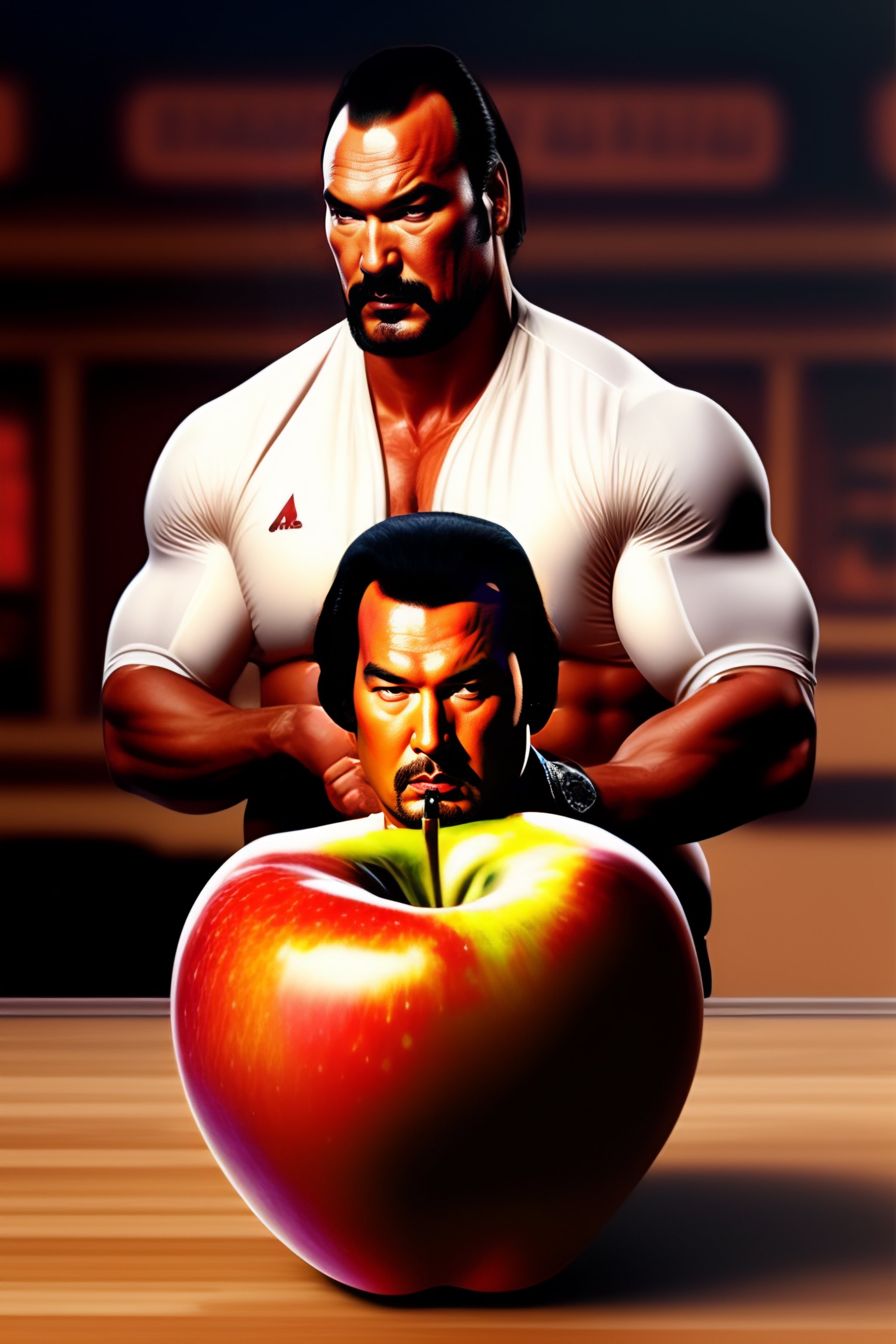 Lexica - Steven Seagal eat apple