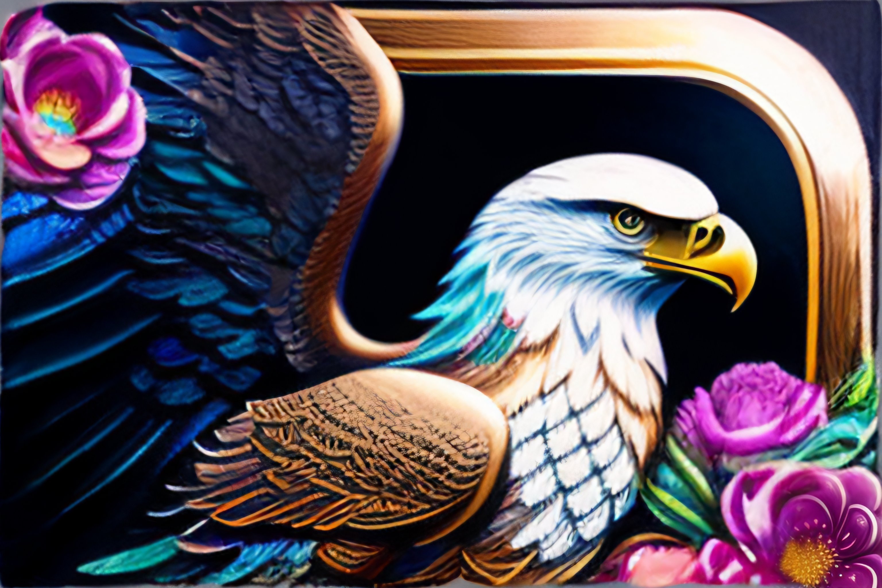 Lexica - Overwhelmingly beautiful eagle framed with vector flowers ...