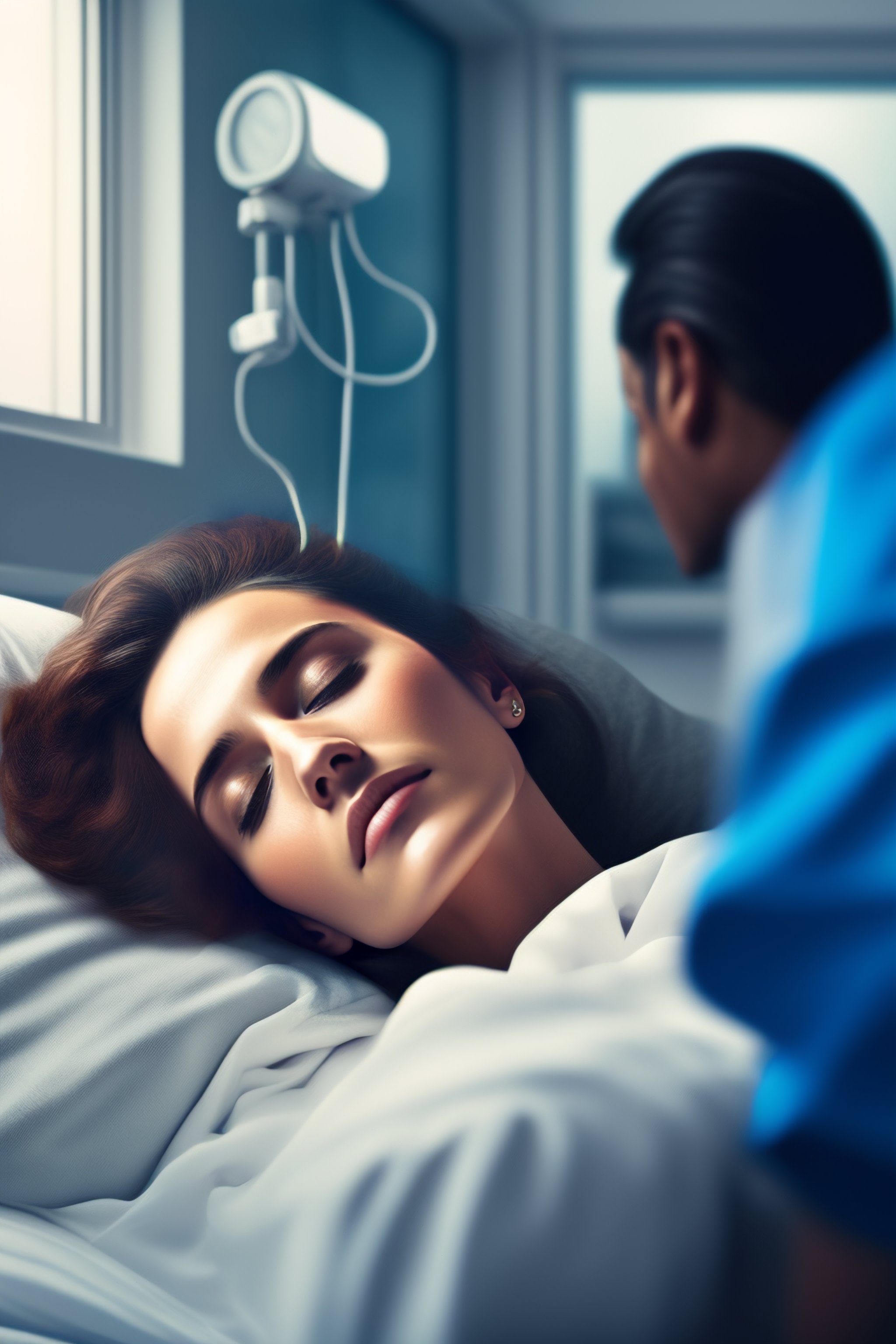 Lexica - A person waking up from a decade long coma in a high tech hospital