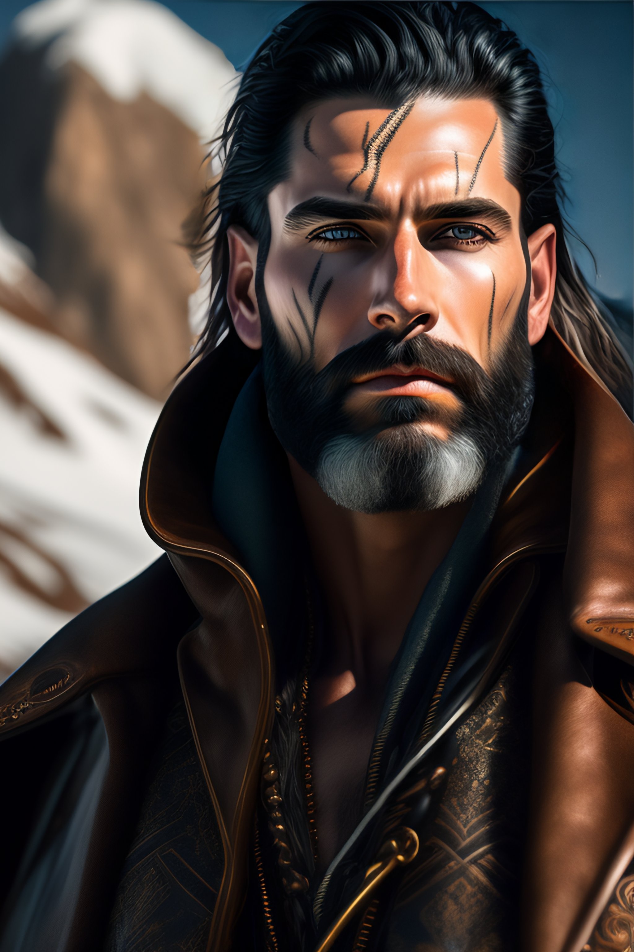 Lexica - Man 40 years old, long dark hair, stubble, skinny, Wyoming ...