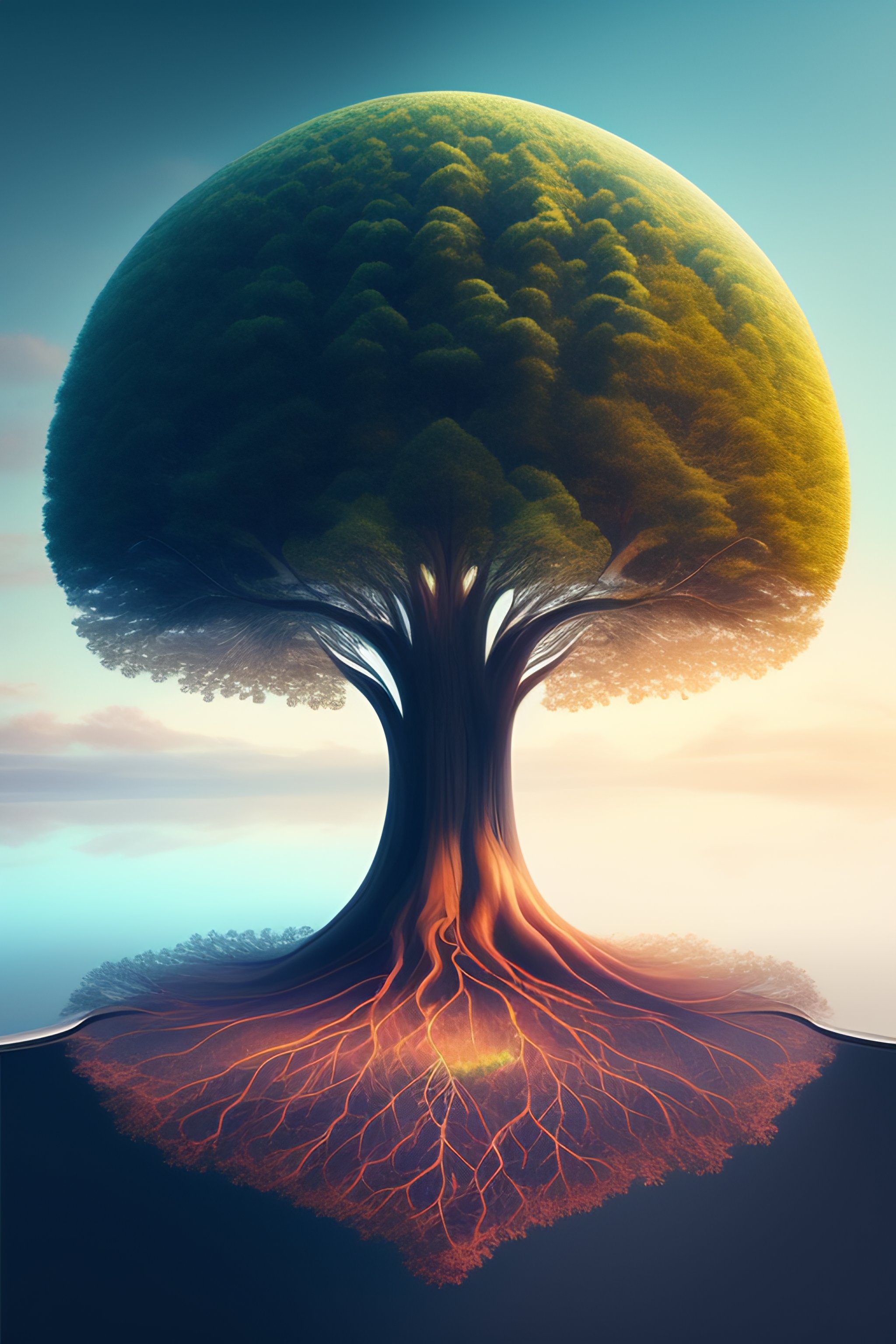 Lexica - Healthy power lightning tree roots heart fungi connected ...