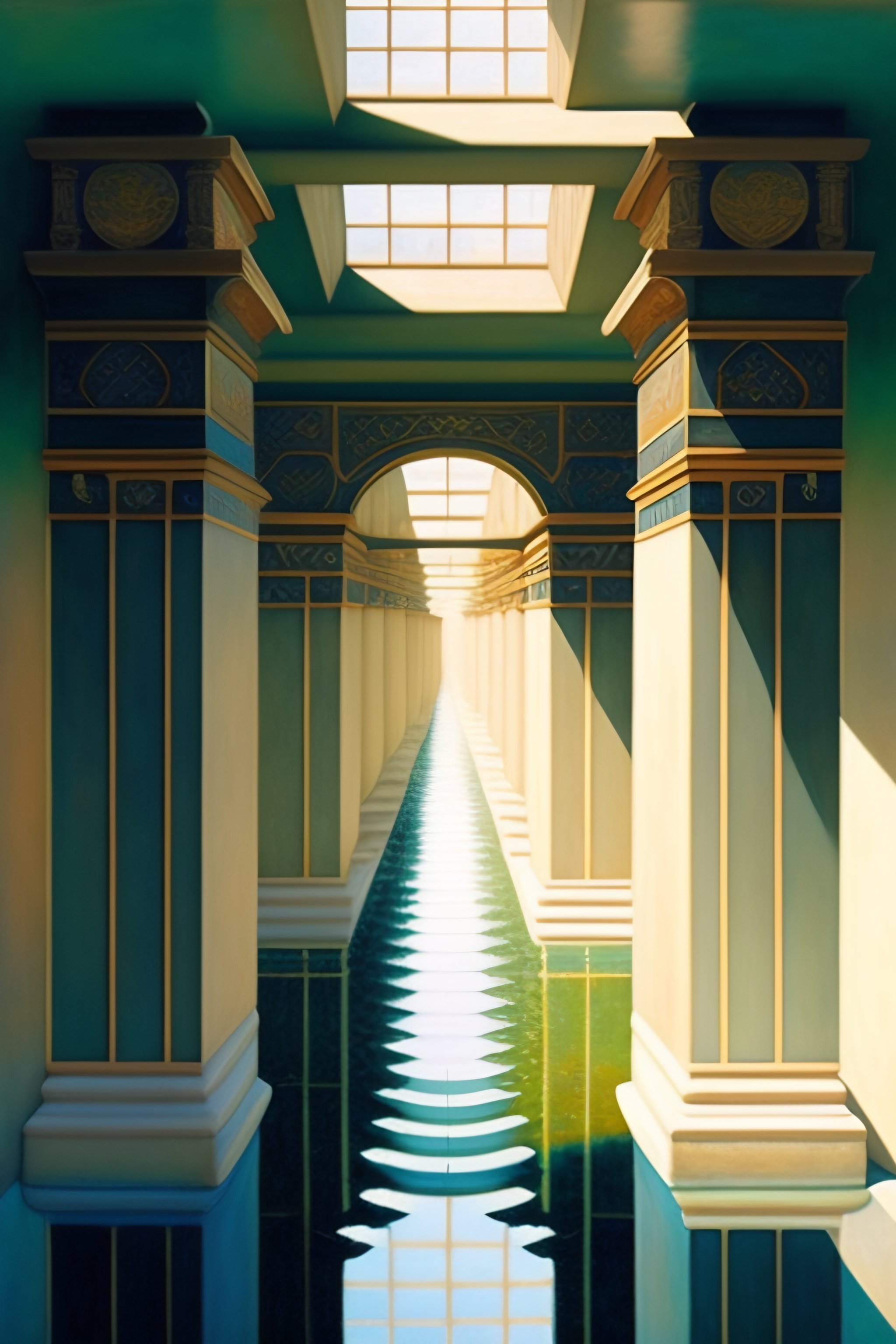 Lexica - Tiled room squared waterway, aqueducts, fantasy. intricate ...