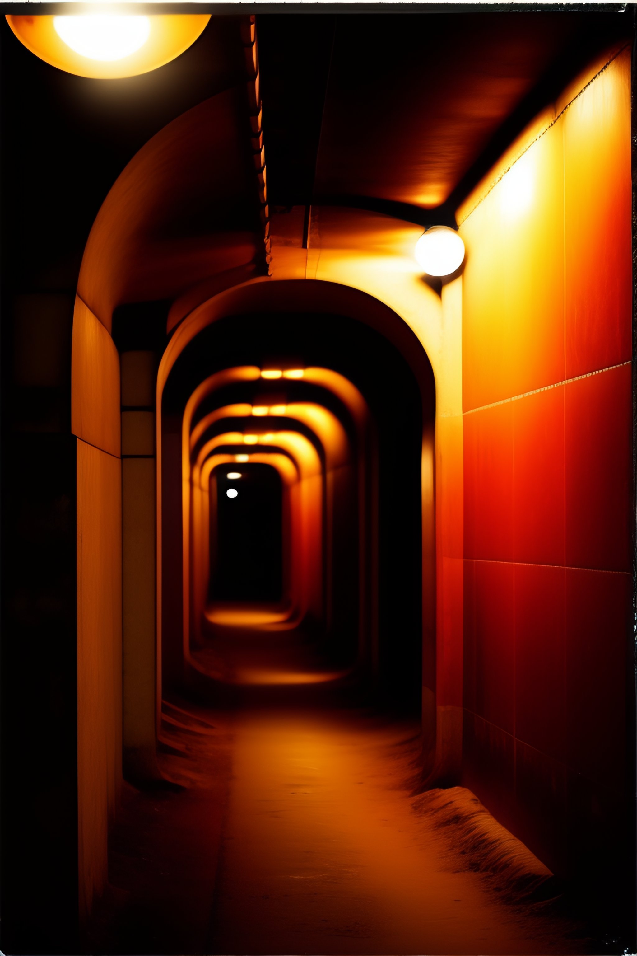Lexica - A lone orange leather upholstered chair in abandoned subway ...