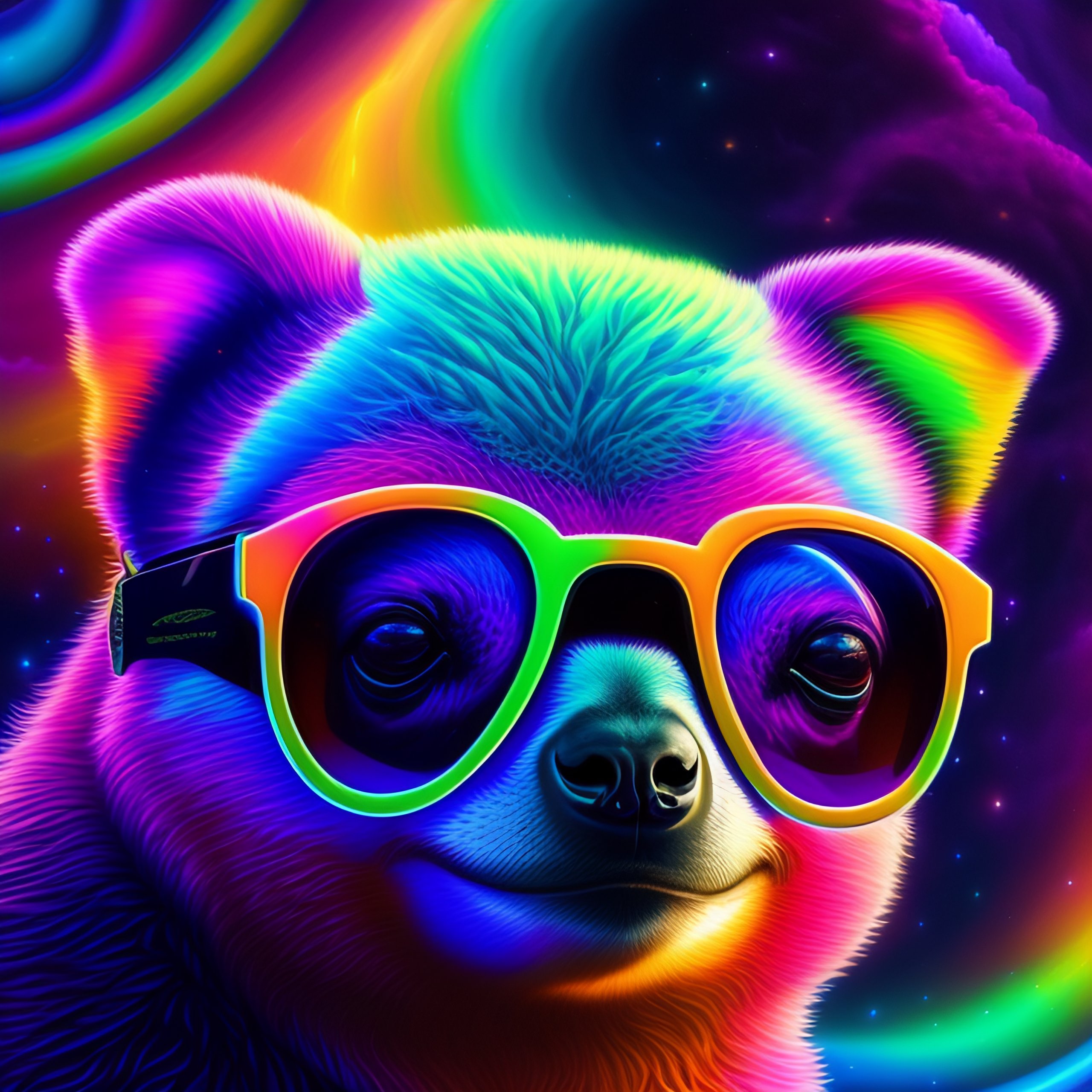 Lexica - Neon sloth spirit animal wearing sunglasses by GEOGLYPHIKS by ...