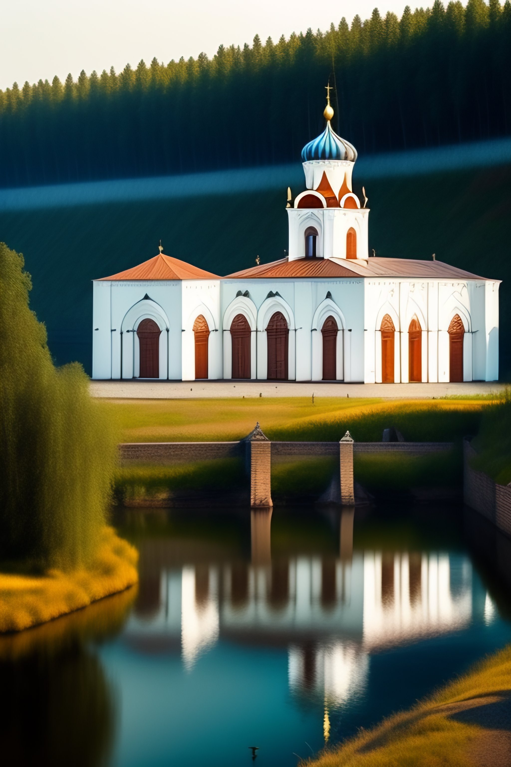 Lexica - Ancient Russian city surrounded by a moat with a white church ...