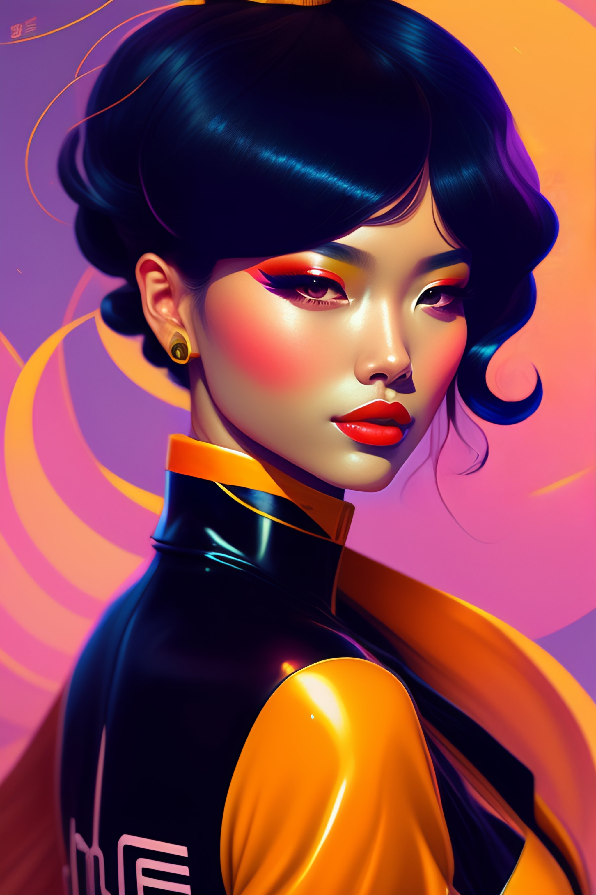 Lexica - A colorful comic noir illustration painting of a high fashion ...