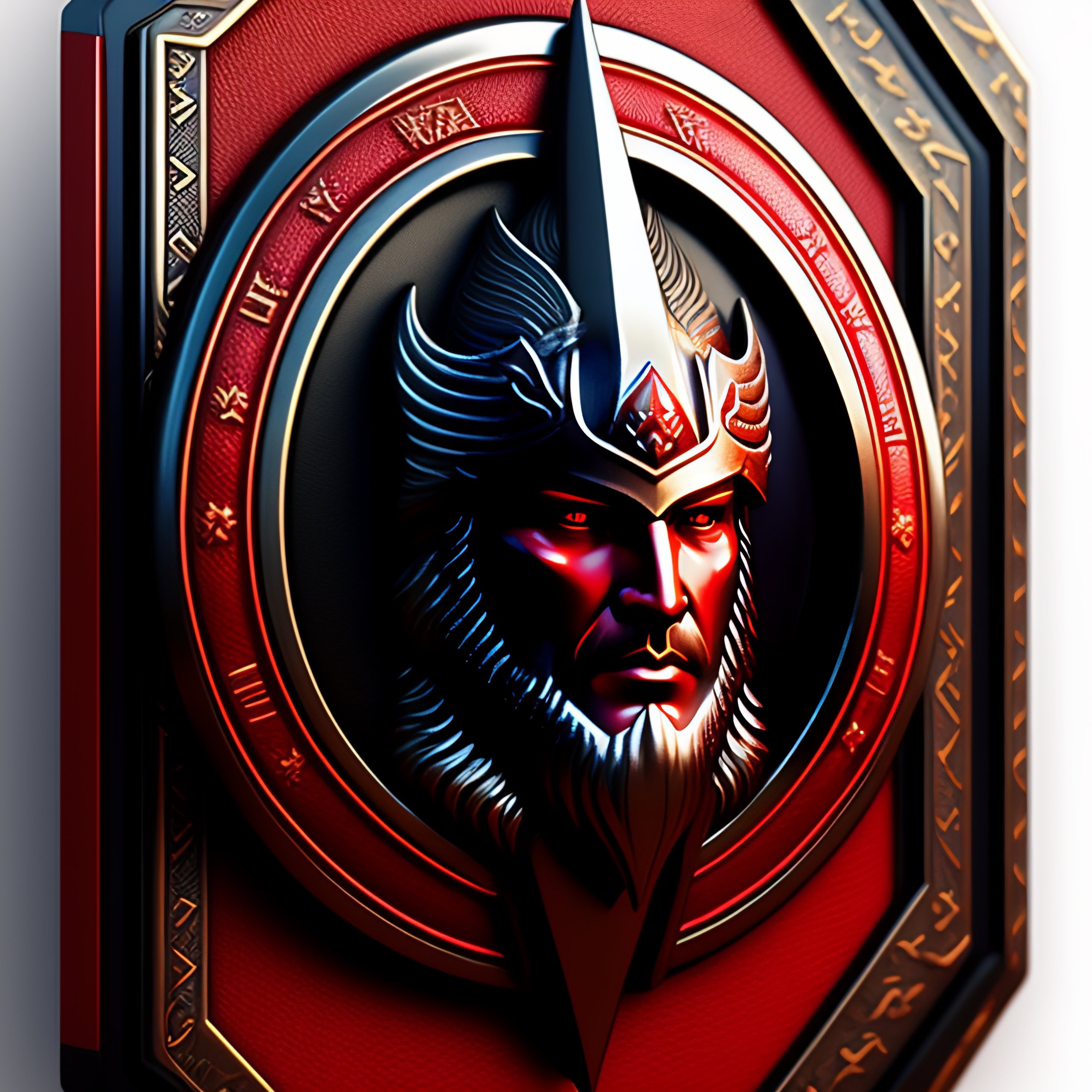 Lexica - Warlord badge made with silver red leather and metal, fantasy ...