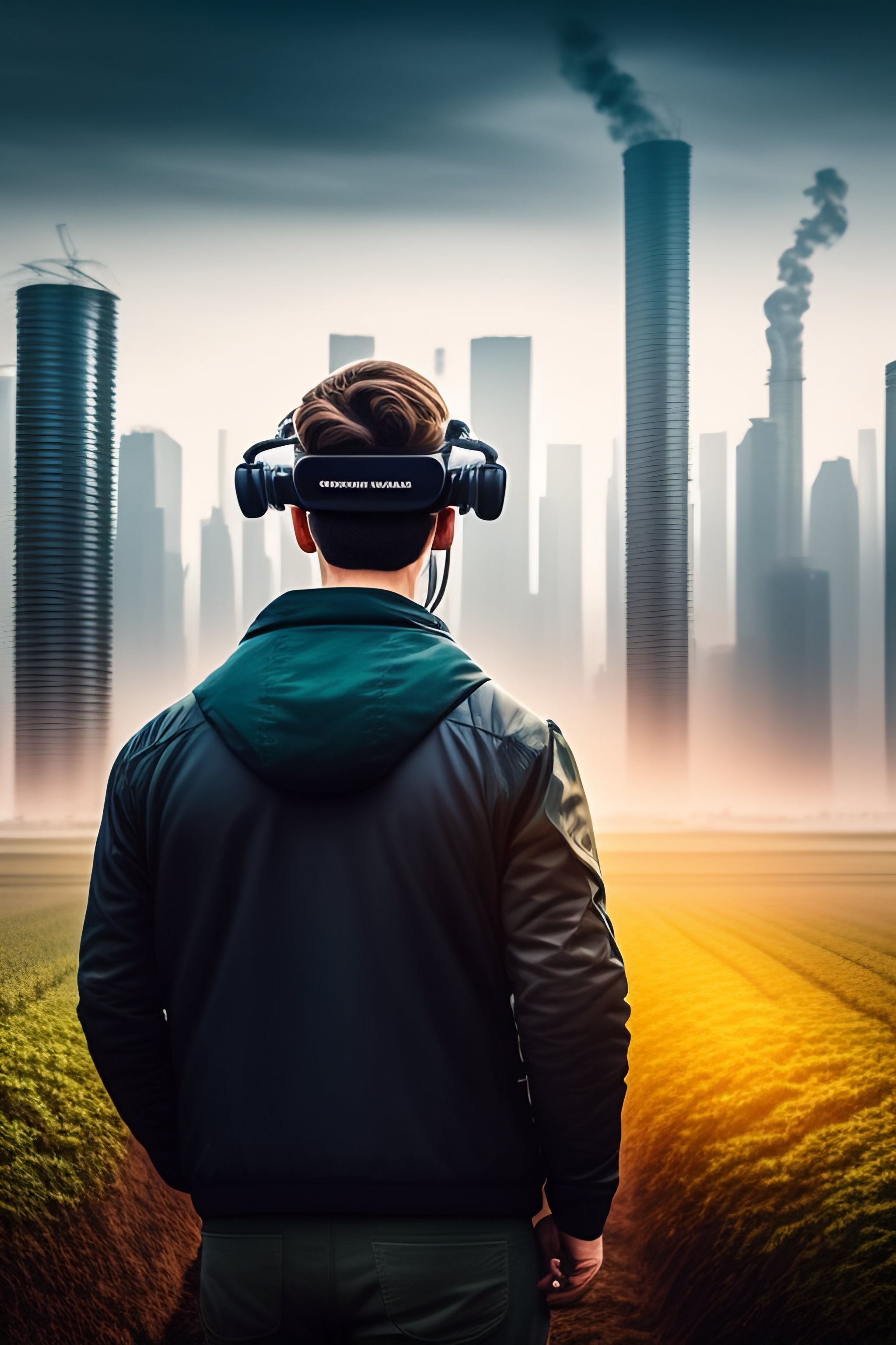 Lexica - Portrait of a young farmer using a virtual reality headset ...