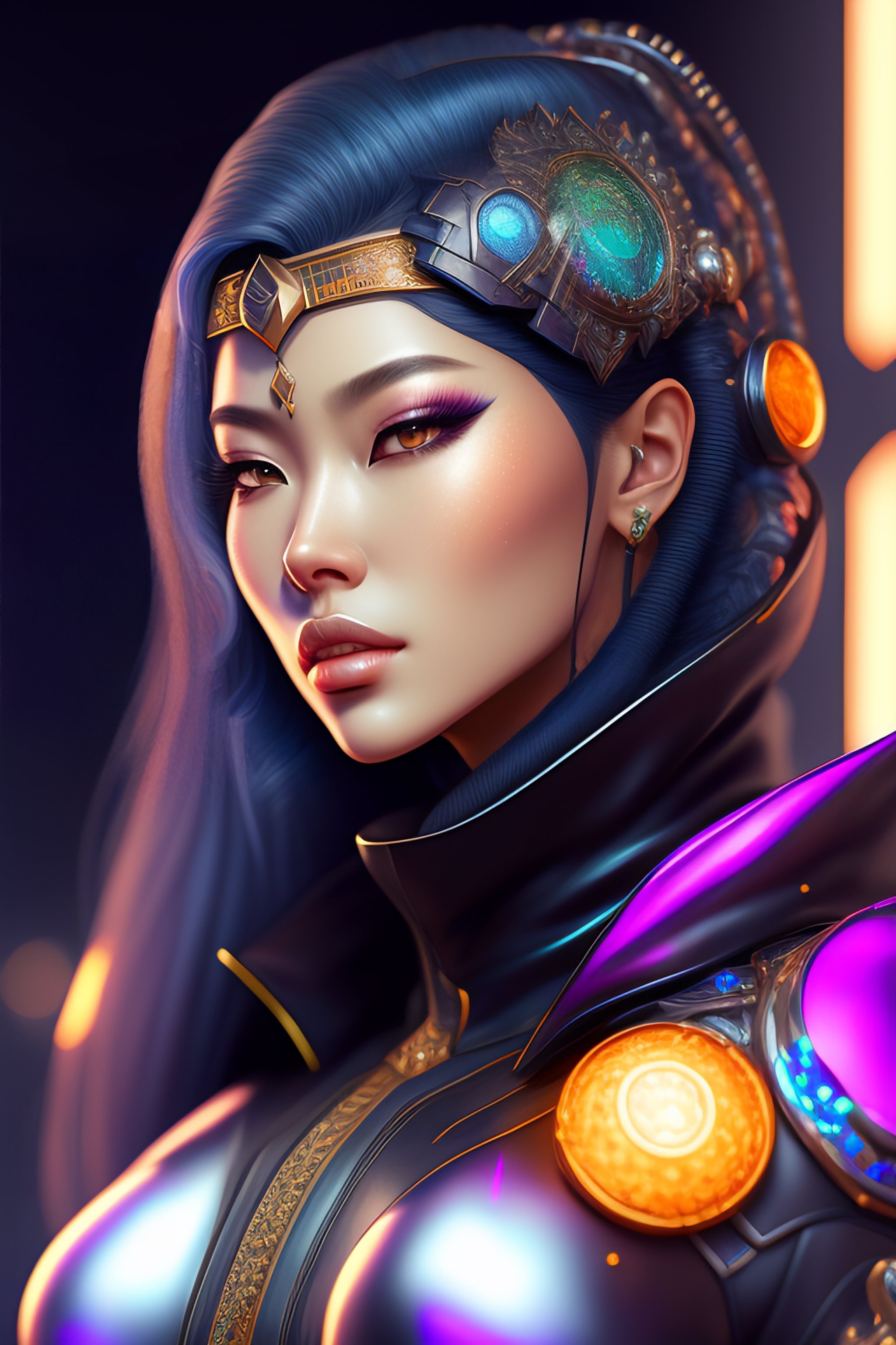 Lexica - Portrait of a, diamond skinned cyberpunk, cyborg ninja, third ...