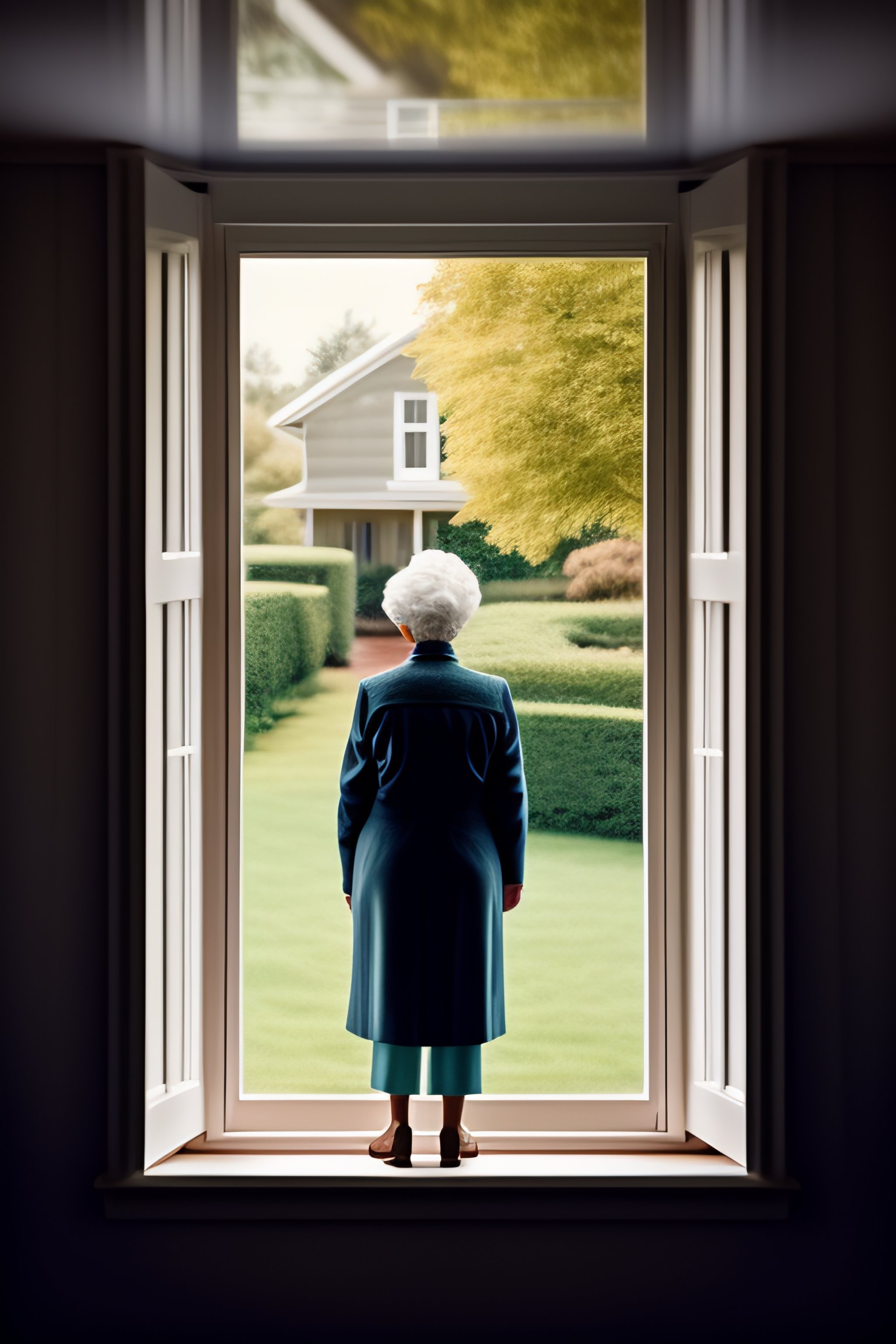 Lexica - Grandma standing in front of window