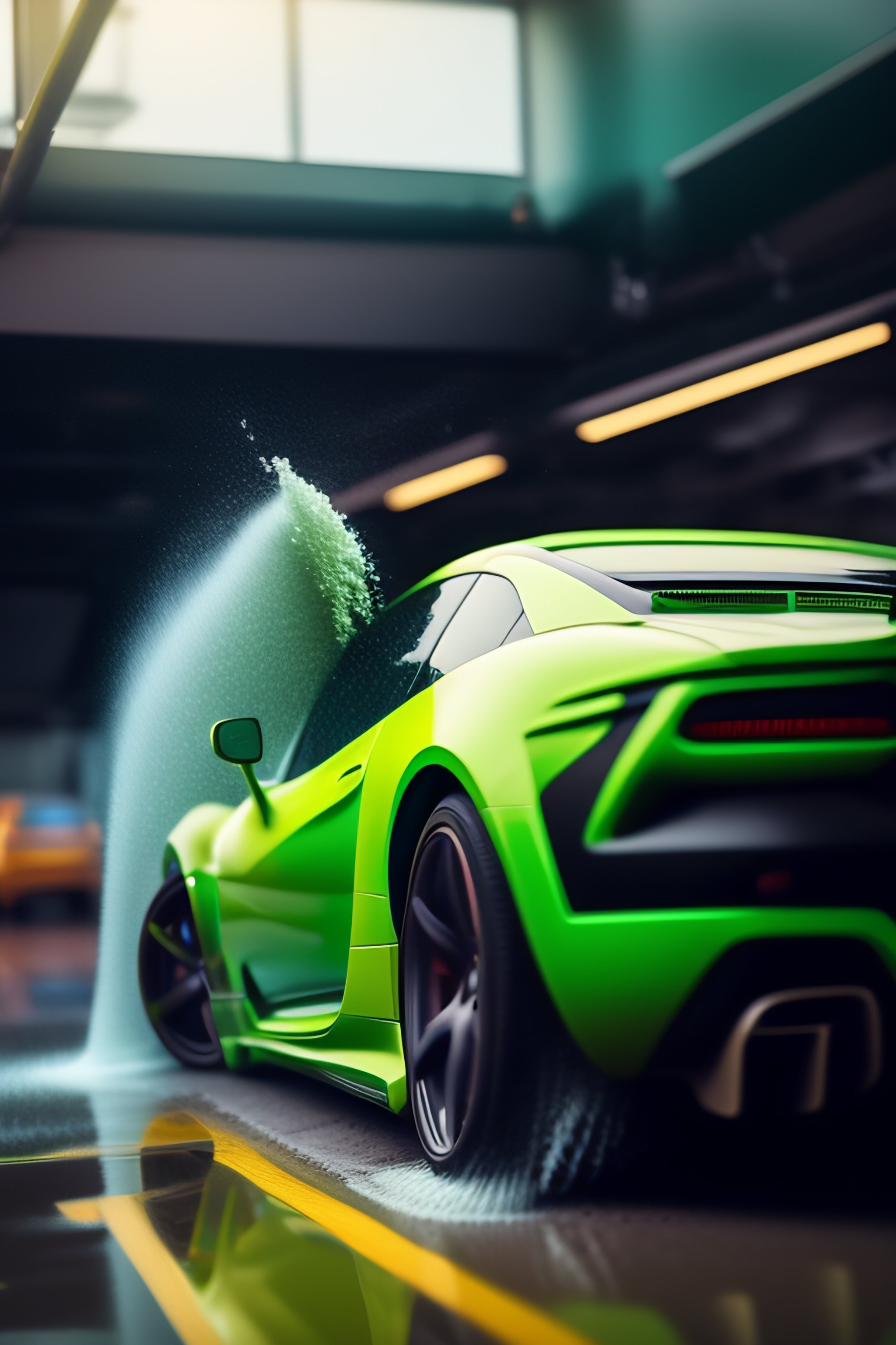 Lexica - The Hulk working at a car wash, but damaging a car that he is ...