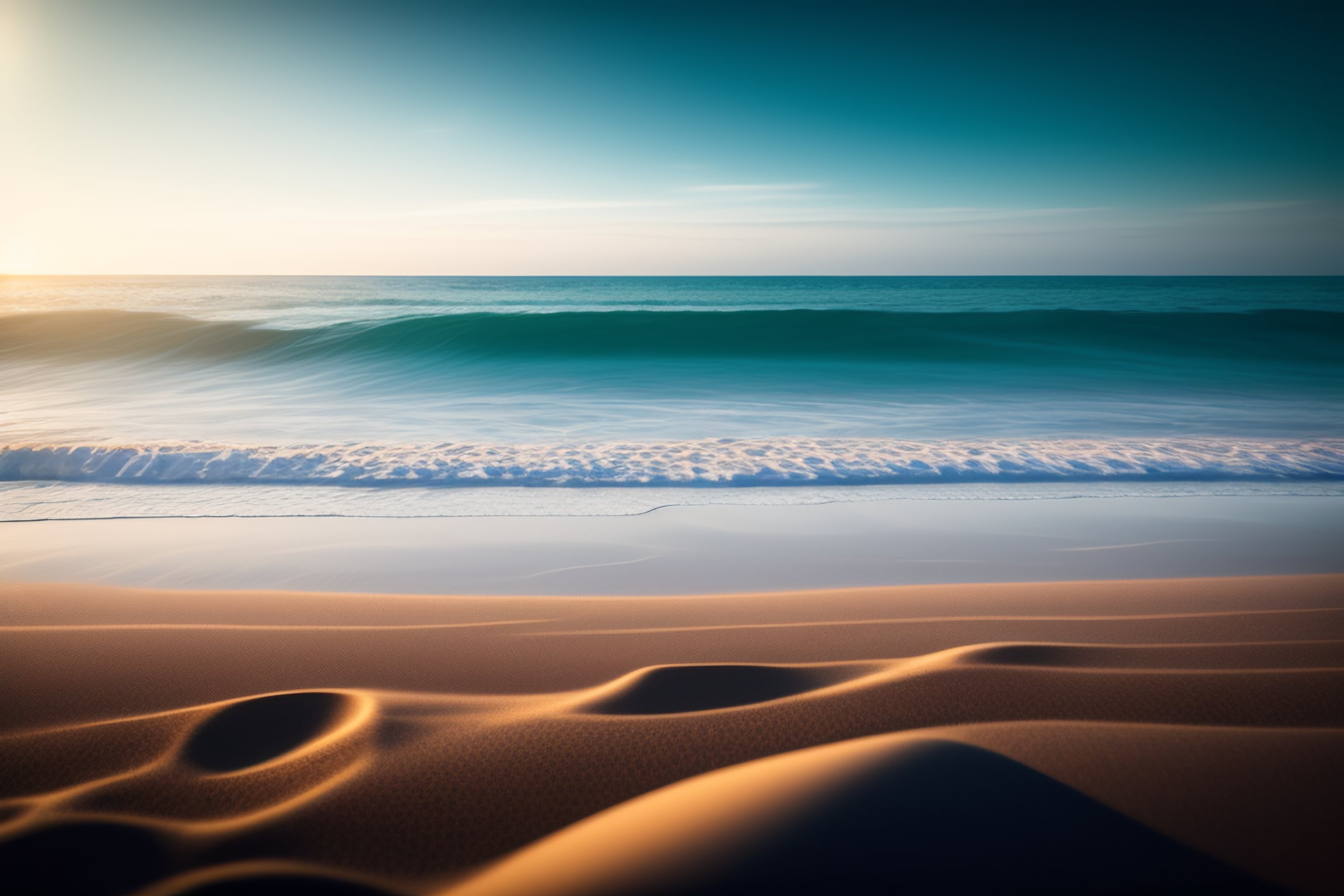 Lexica - Dynamic ocean view on a beach, cinema, sharp focus, intricate ...