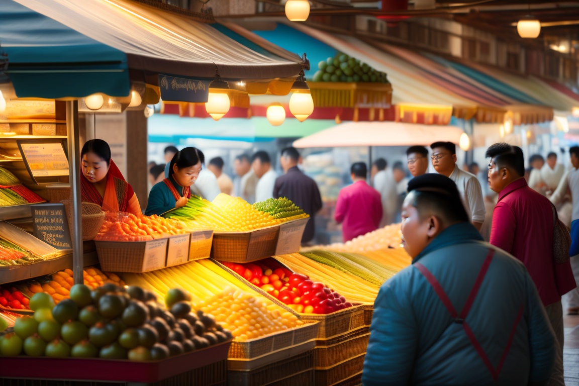 Lexica - A photo of vendors selling various fresh produce and street ...