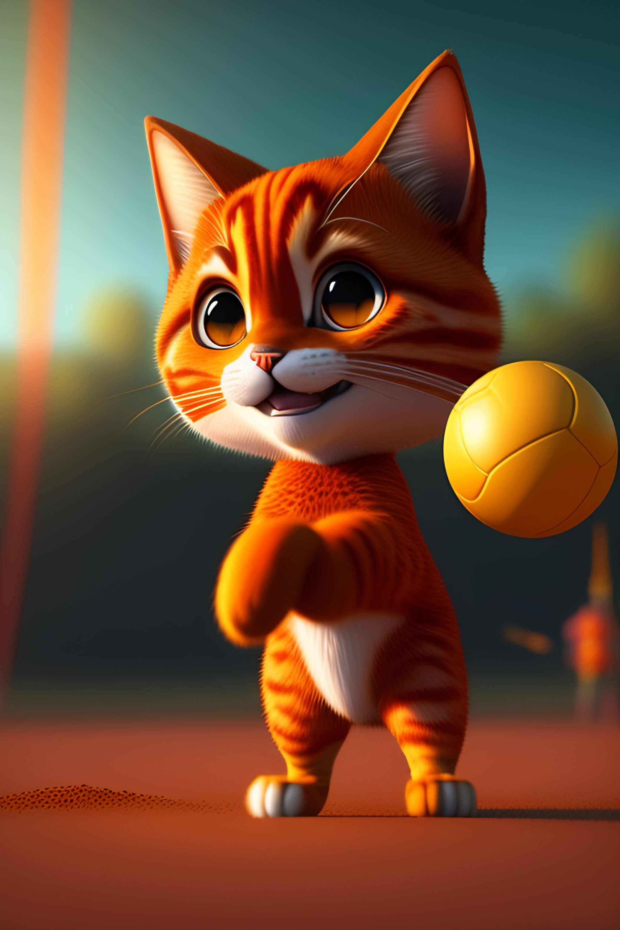Lexica - Orang fury cat, long hai short legs, pixar style, moor cartoon ...