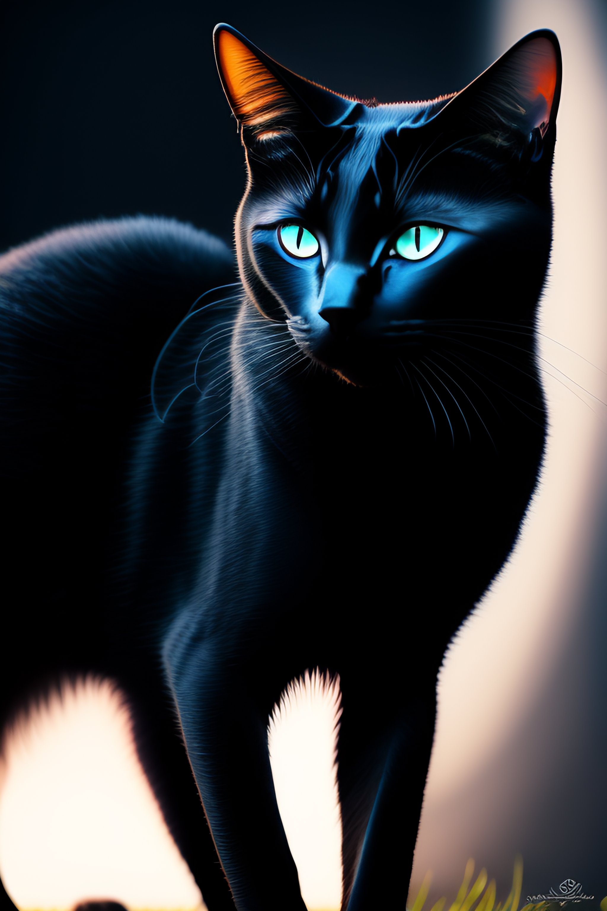 Black Cat Looking Up