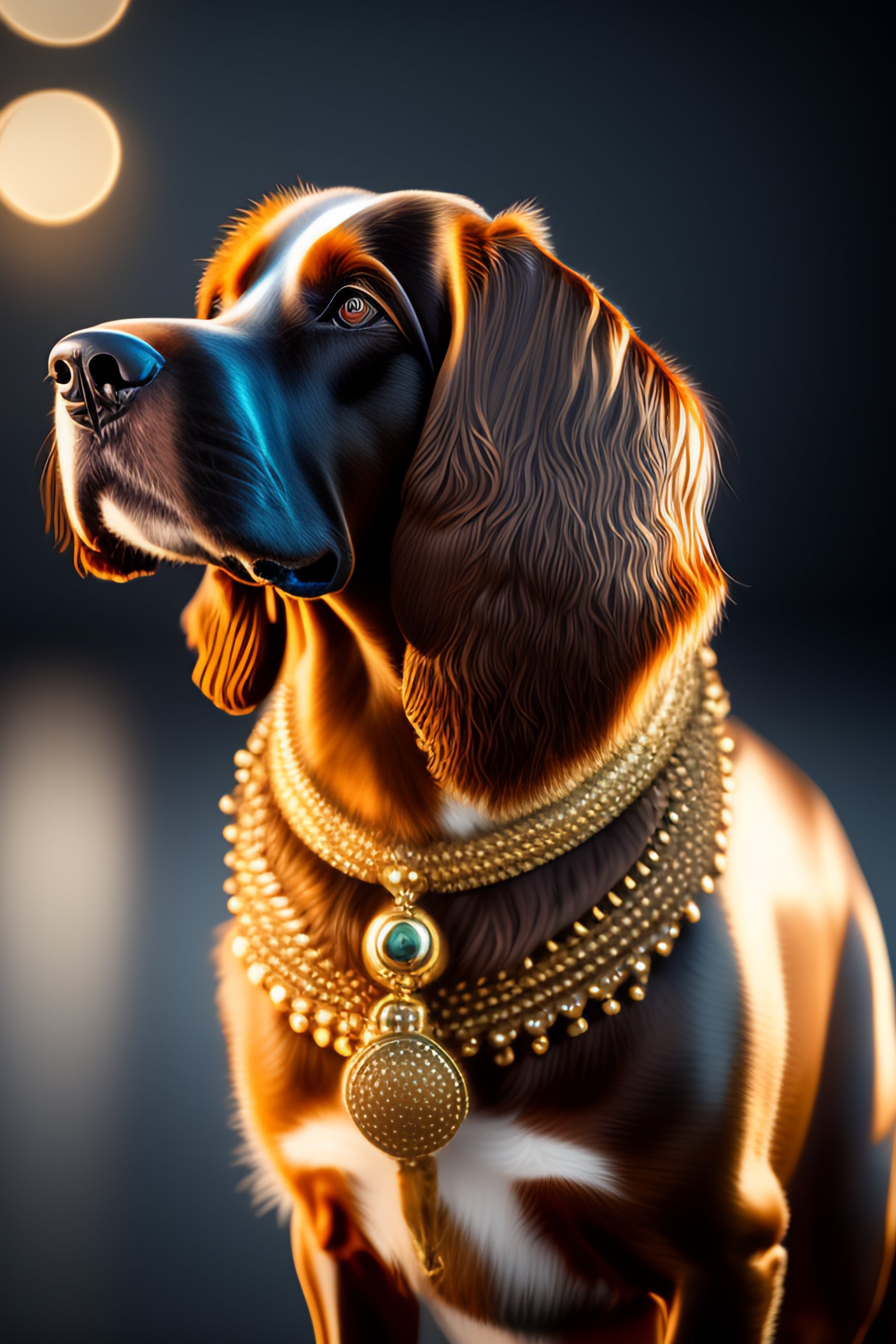 Lexica - A photorealistic render of a metallic neotribal spiky cocker ...