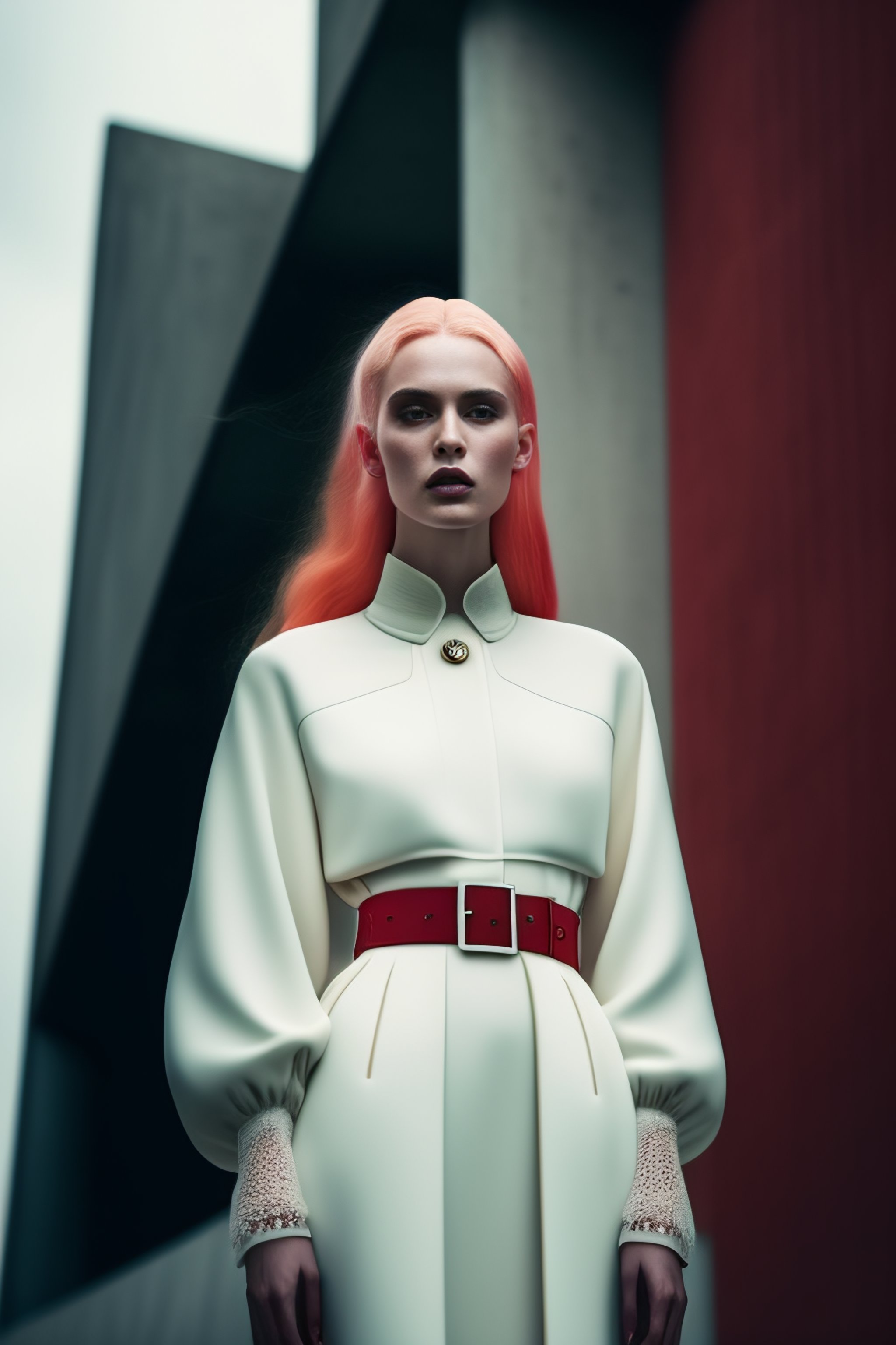 Lexica - Portrait of haute couture beautiful albino fashion model with ...