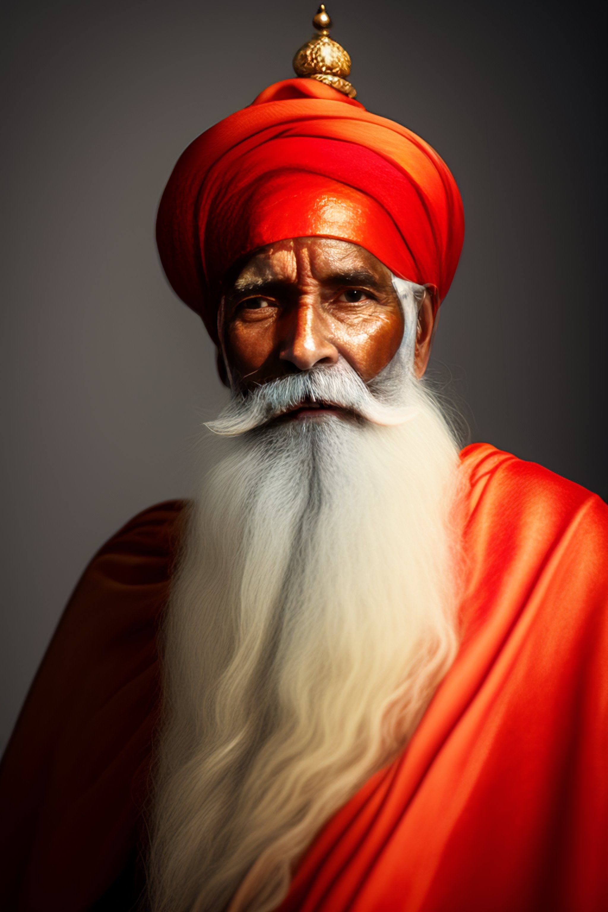 Lexica - Old Hindu Male Saint with red pointy hat and white beard ...