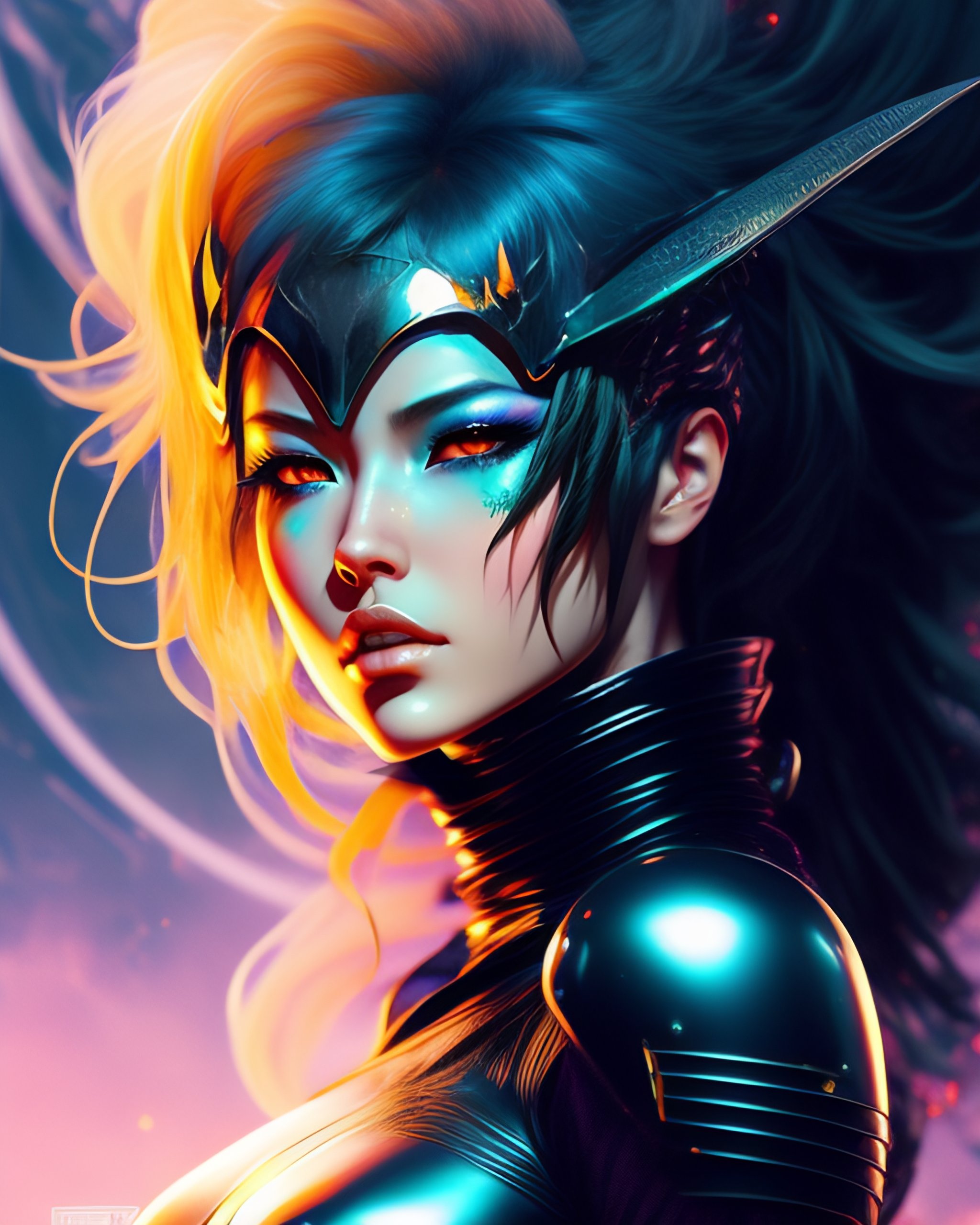 Lexica - Detailed eerie alien anime superhero portrait, pop art, flat ...