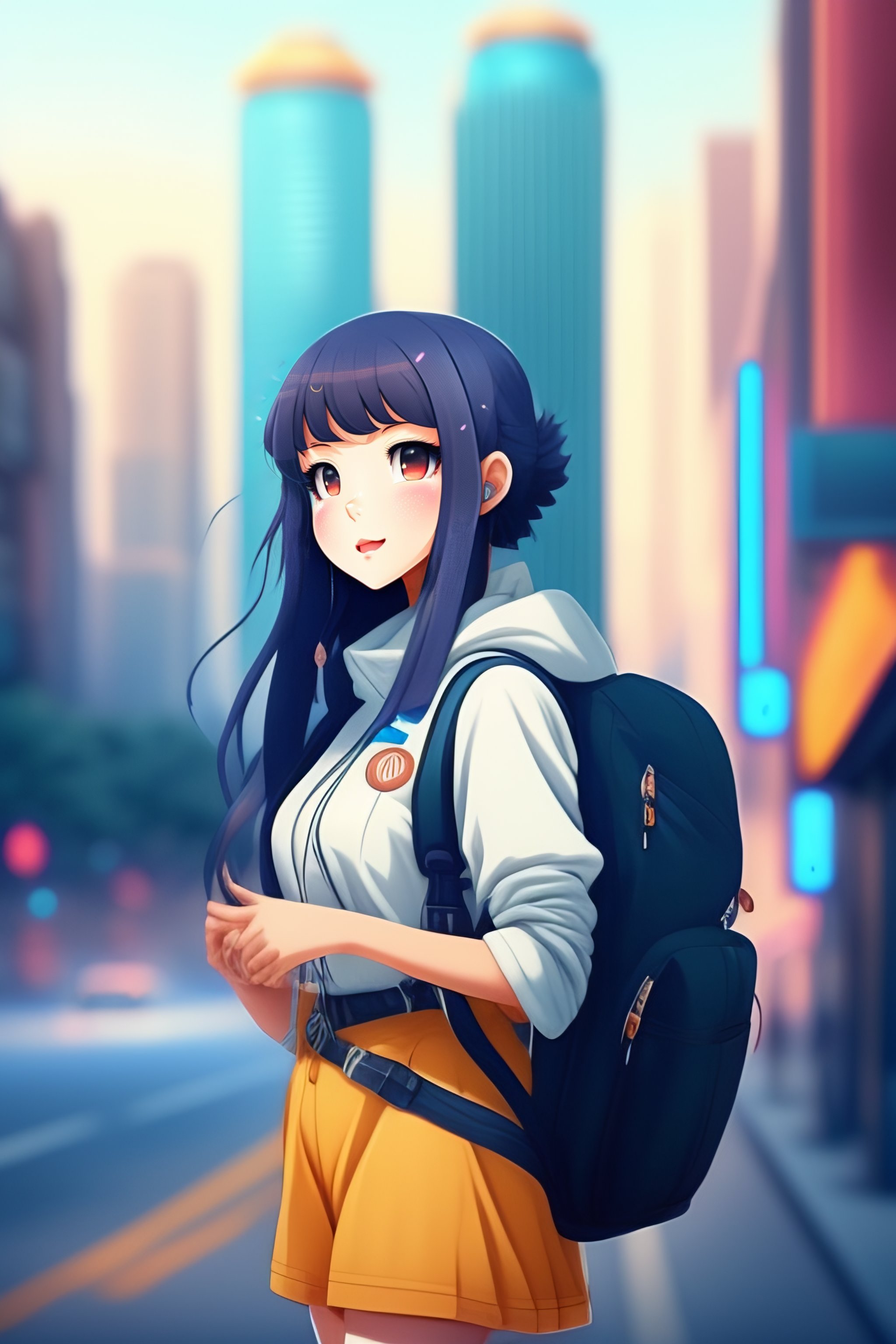 Lexica - 2D anime 1 girl solo Create an illustration of a humanoid ...