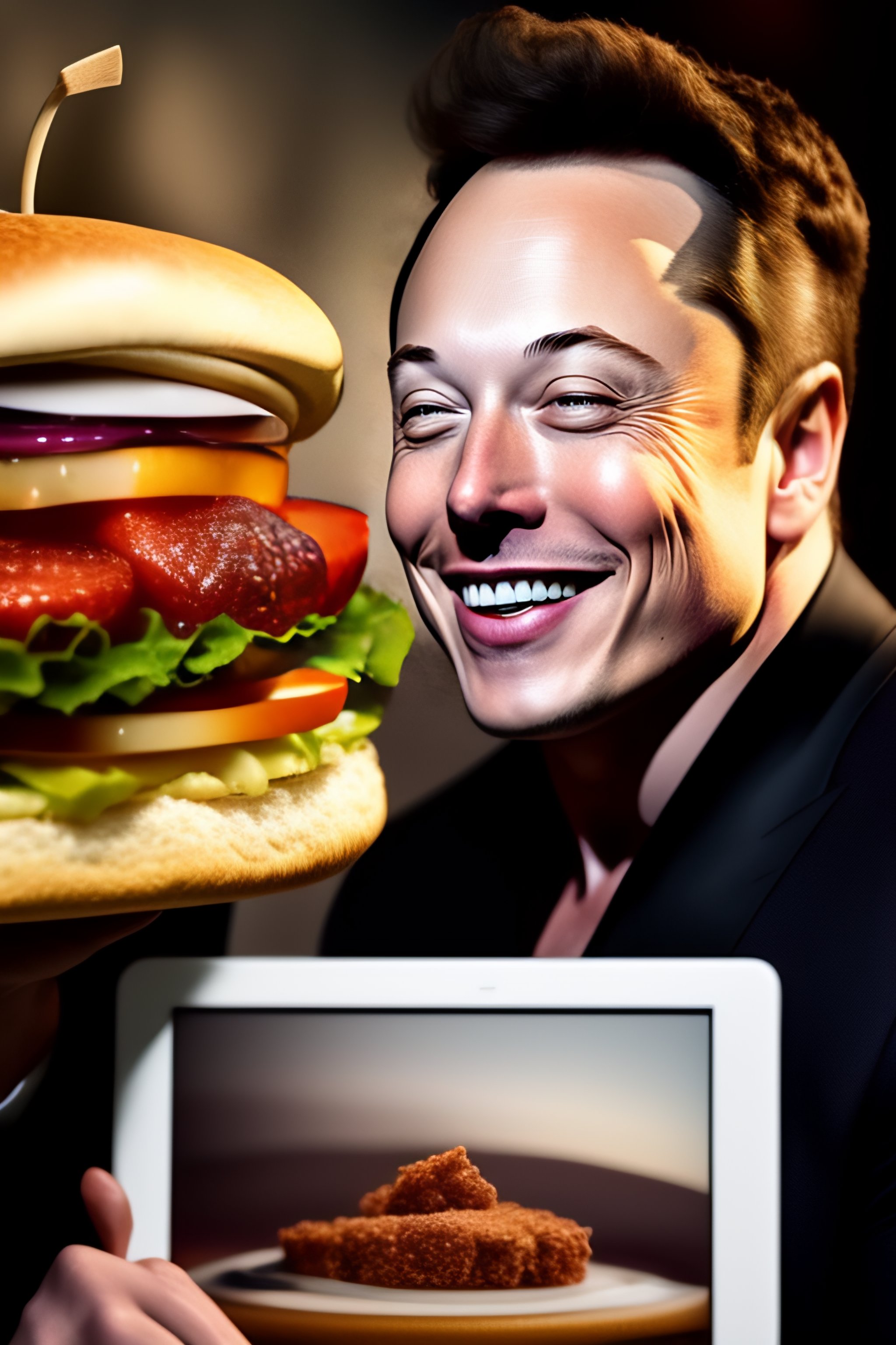 Lexica - A photo of Elon musk eating a the largest photo