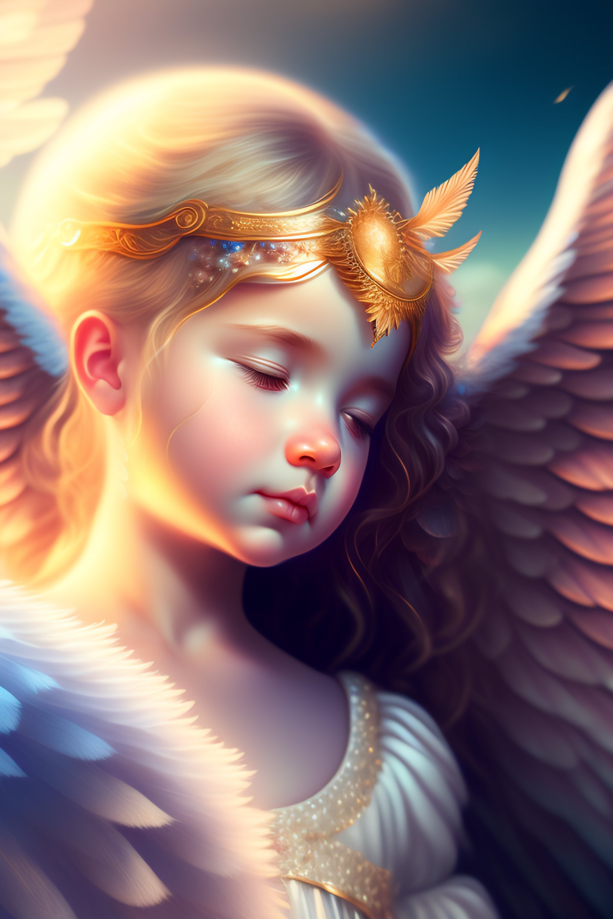 Lexica - A goddess-like angel with feather wings watches over a ...