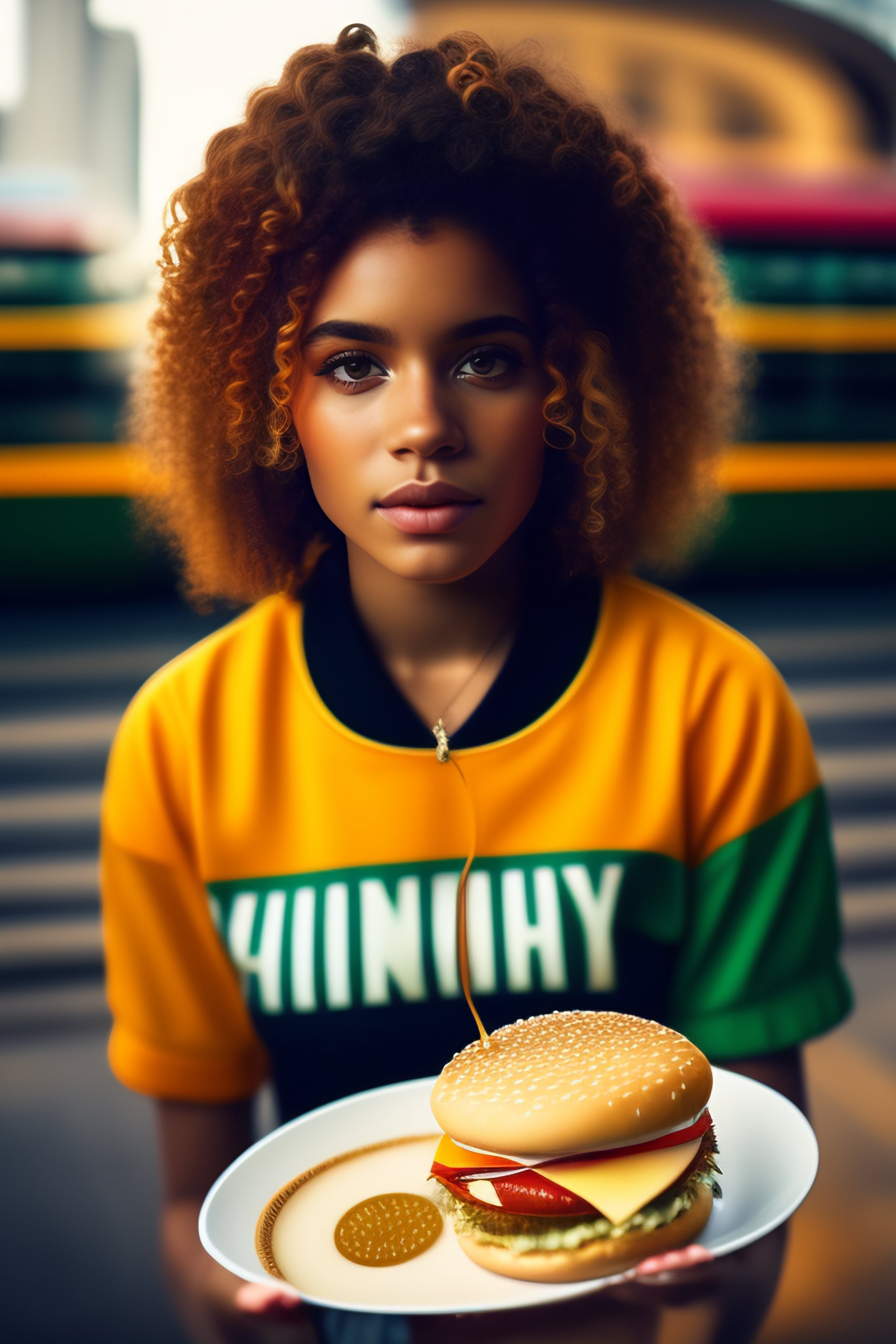 Lexica - Helena, brown curly hair girl with 15 years old and hip hop ...
