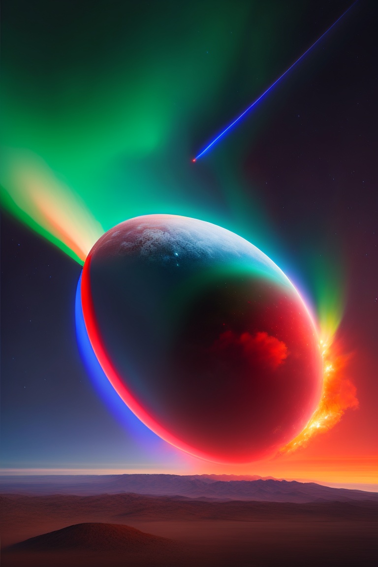 Lexica - A giant red hot meteor with a long trail barreling through the ...