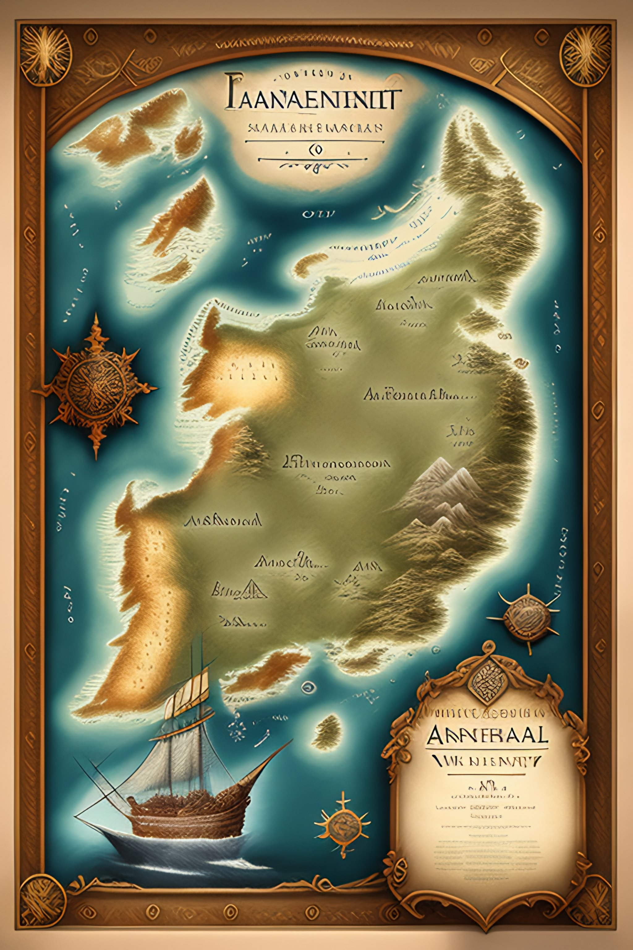 Lexica - Fantasy continent map in old medieval style