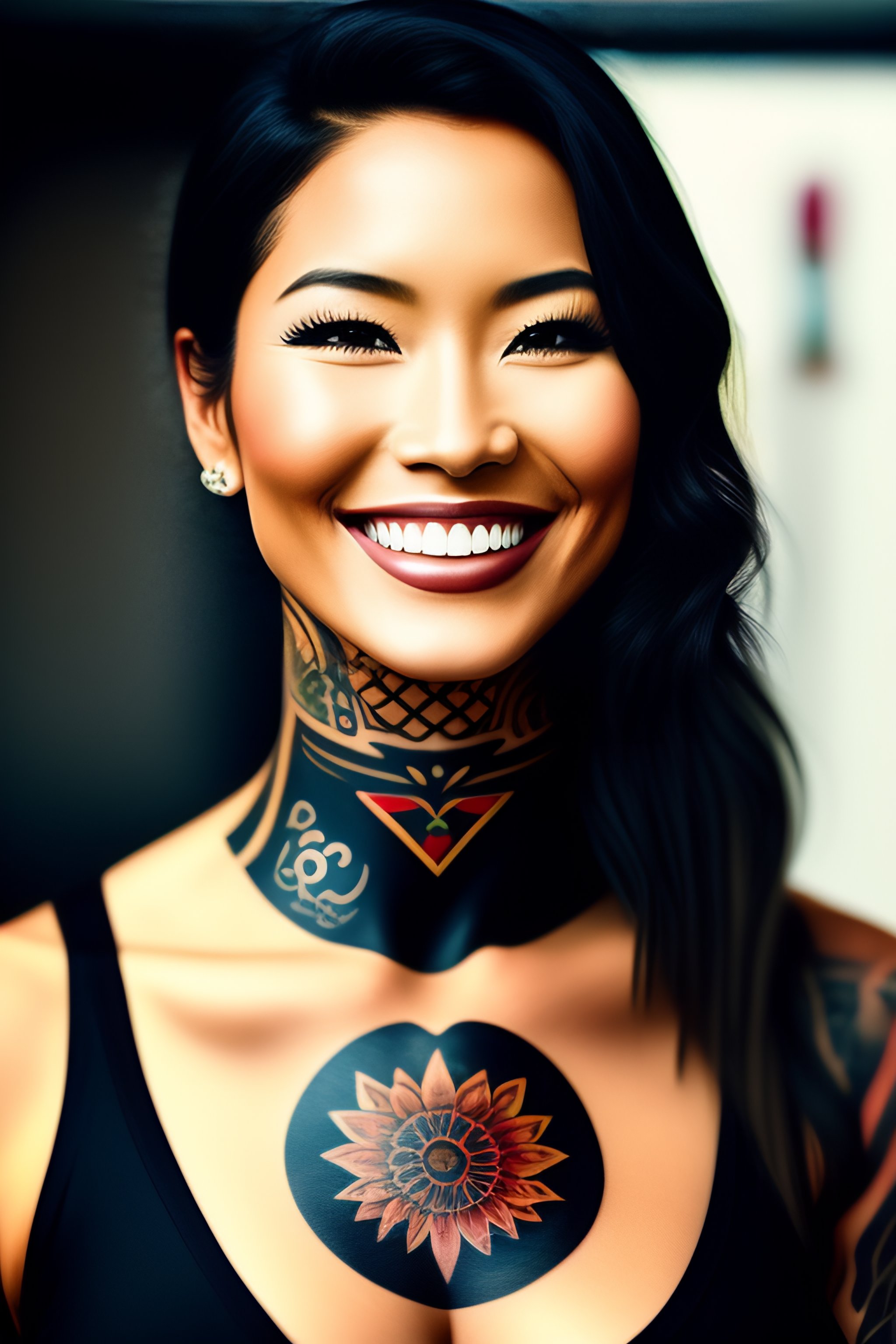 Lexica - Modern person tattooed full body photography working smile