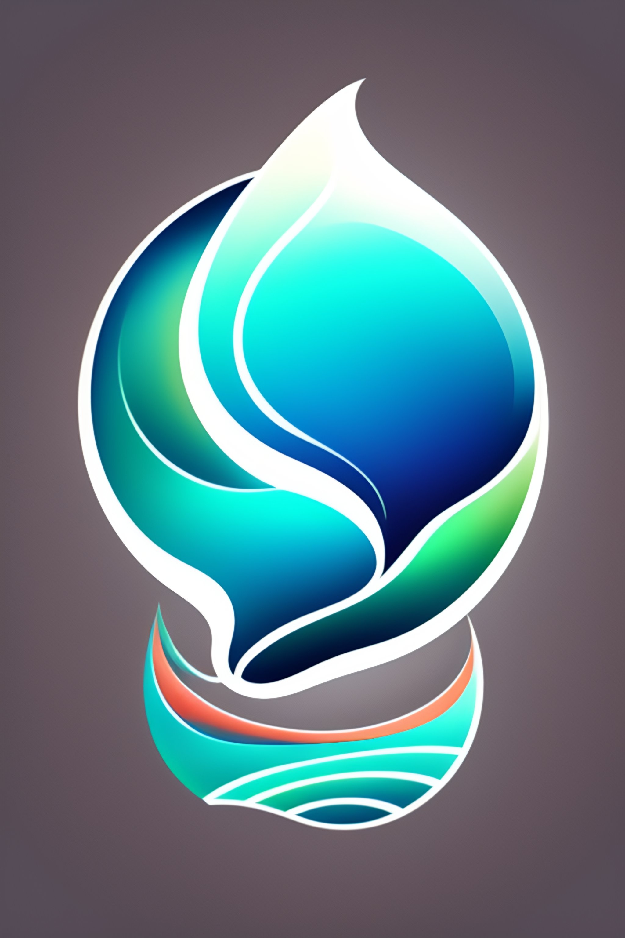 Lexica - Logo aqua clouds with white leaf inside, clean,vector logo