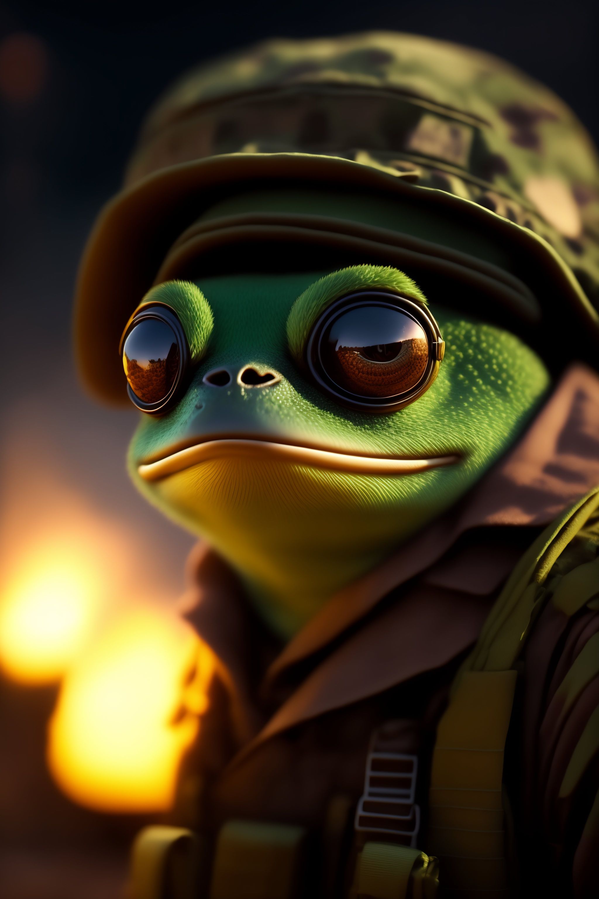 Lexica - An exhausted pepe the frog at the frontlines in the army at ...